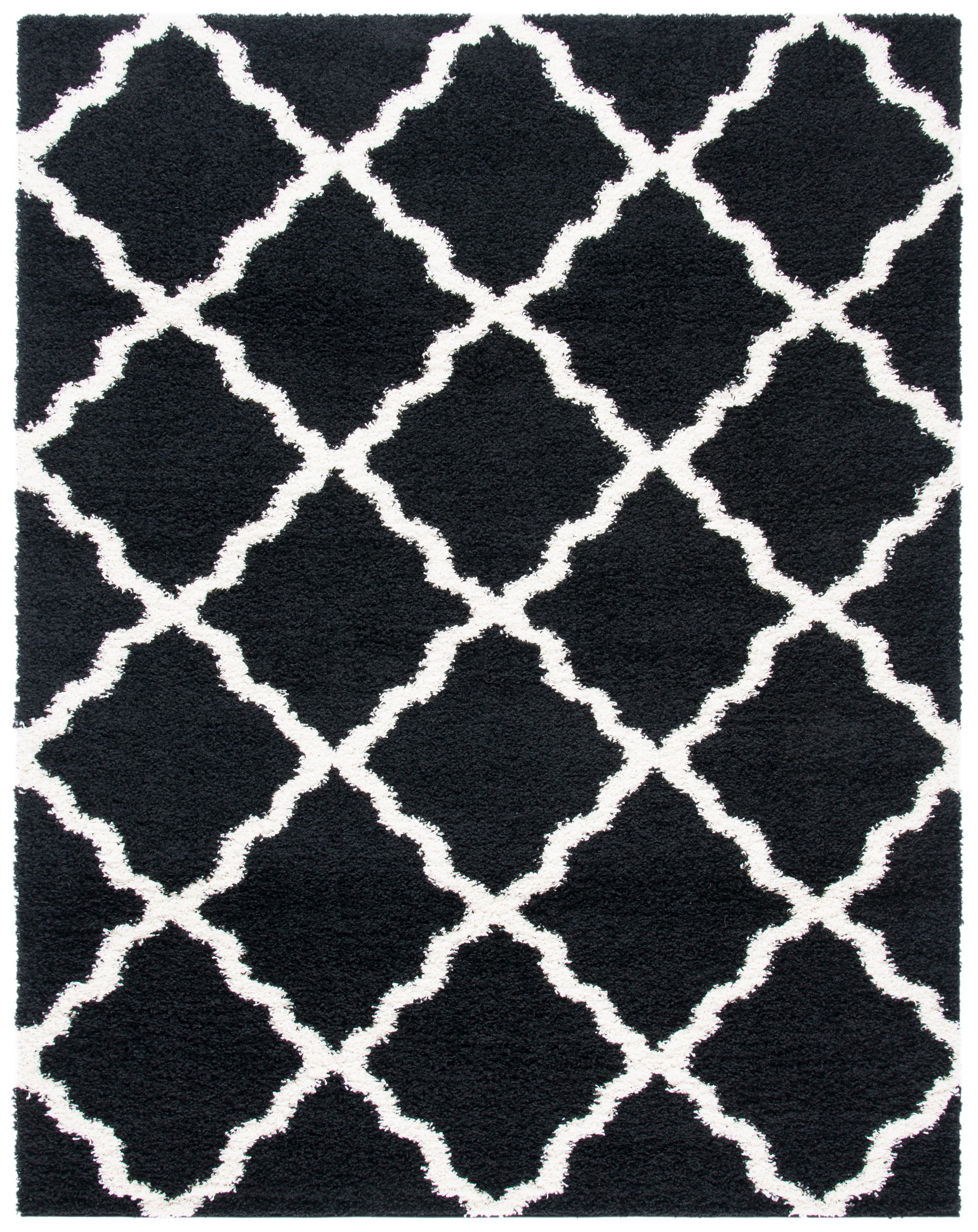 SAFAVIEH Dallas Logan Geometric Shag Area Rug, Black/Ivory, 8'6" x 12 ...
