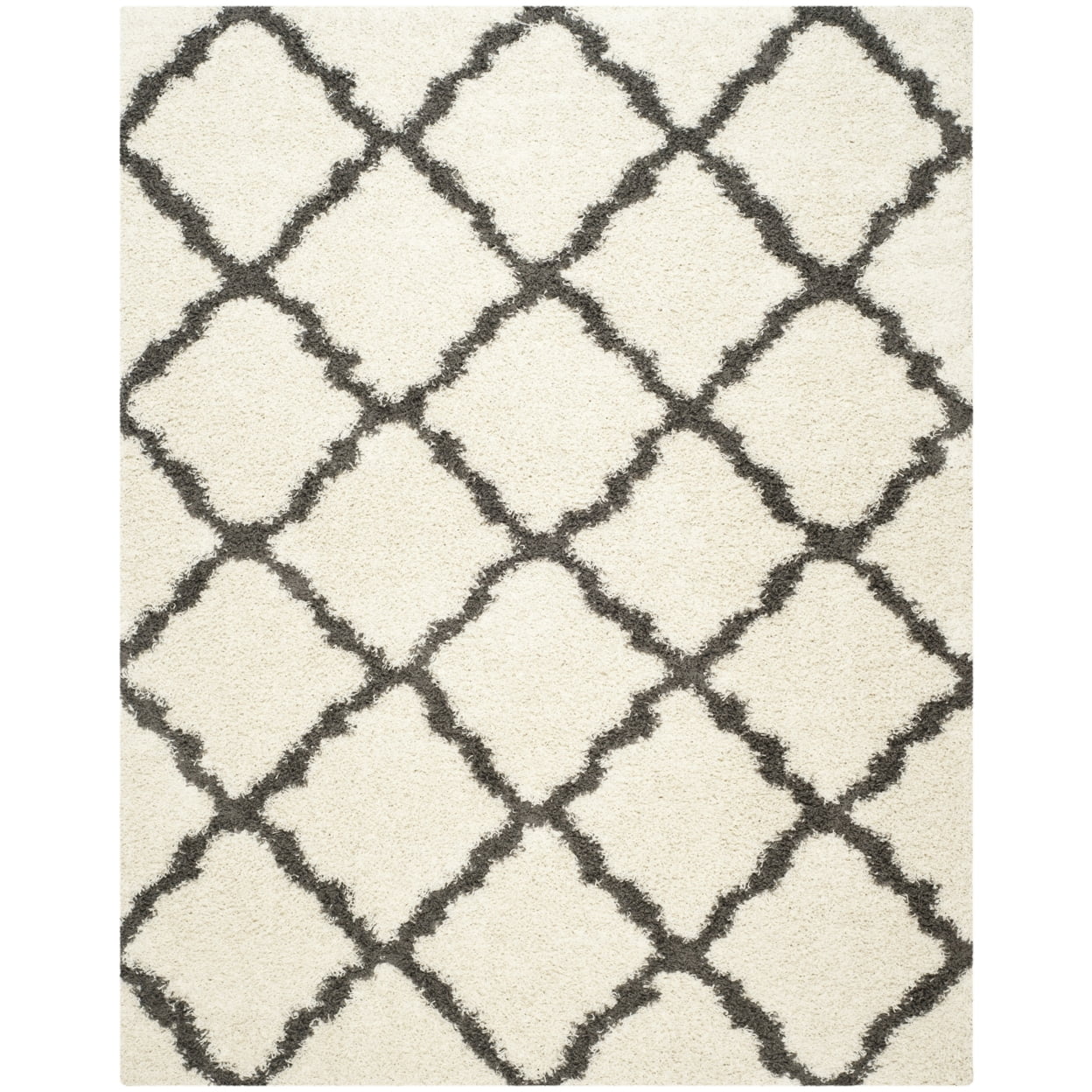 SAFAVIEH Dallas Logan Geometric Shag Area Rug, Ivory/Dark Grey, 8'6" x ...