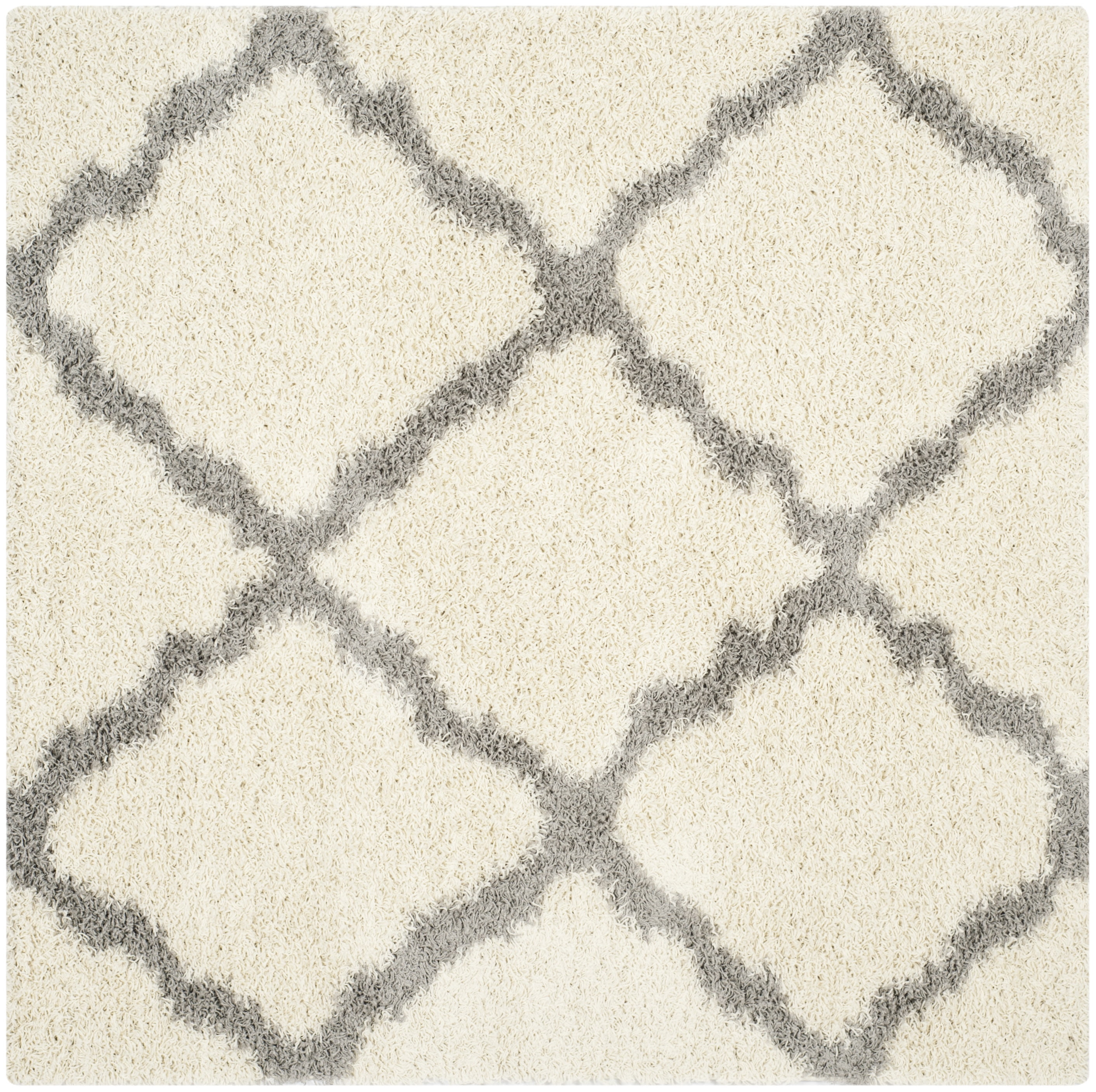 SAFAVIEH Dallas Logan Geometric Shag Area Rug, Ivory/Grey, 8' x 8 ...
