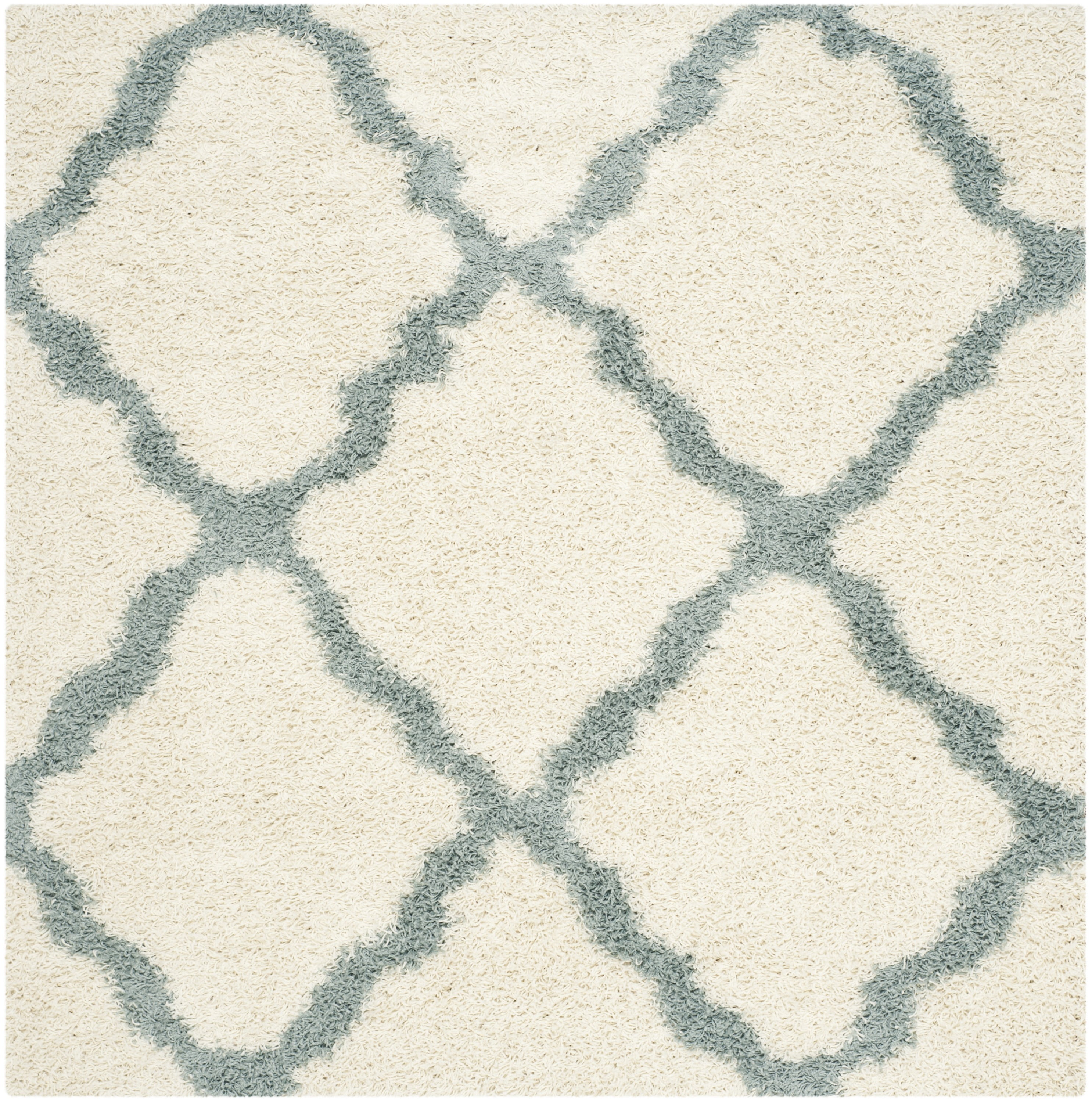 SAFAVIEH Dallas Logan Geometric Shag Area Rug, Ivory/Light Blue, 6' x 6 ...