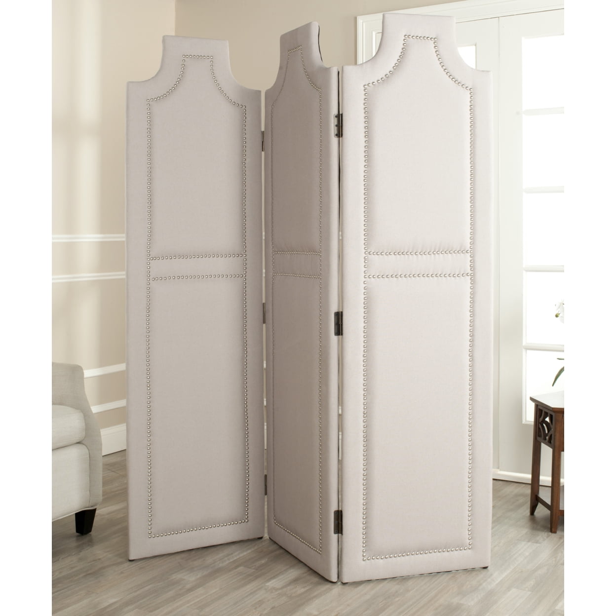 SAFAVIEH Darcy Screen Silver Nail Head Taupe - Walmart.com