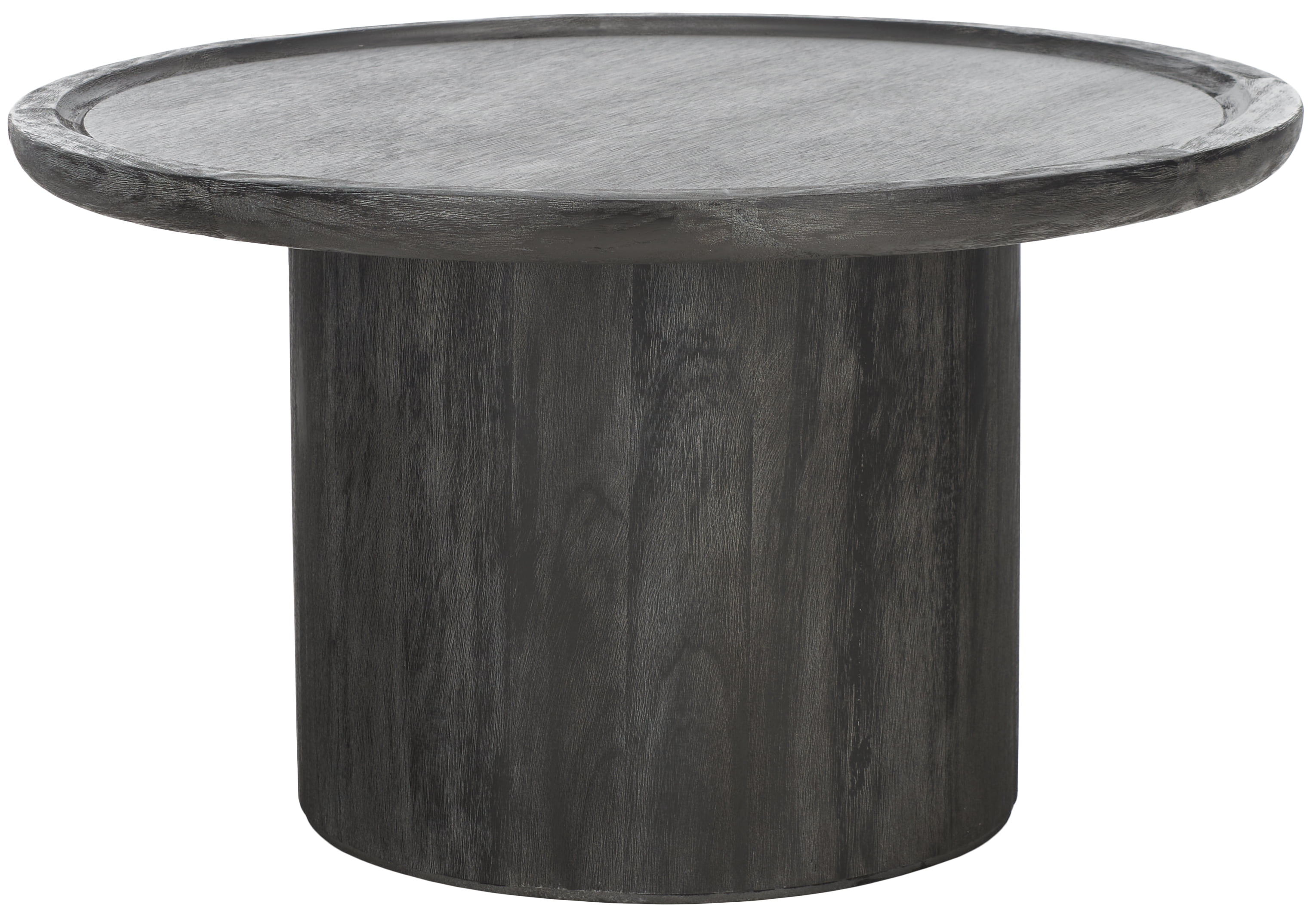 SAFAVIEH Devin Rustic Round Wood Coffee Table, Black With White Wash ...