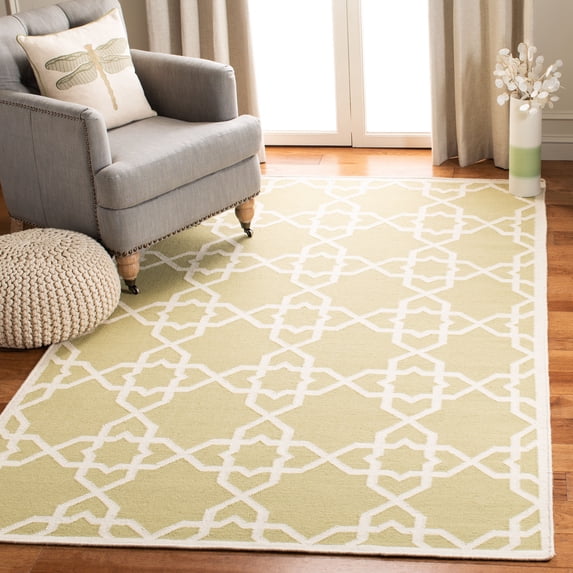 Safavieh Dhurries Edgar Geometric Area Rug, Olive/Ivory, 4' x 6 ...
