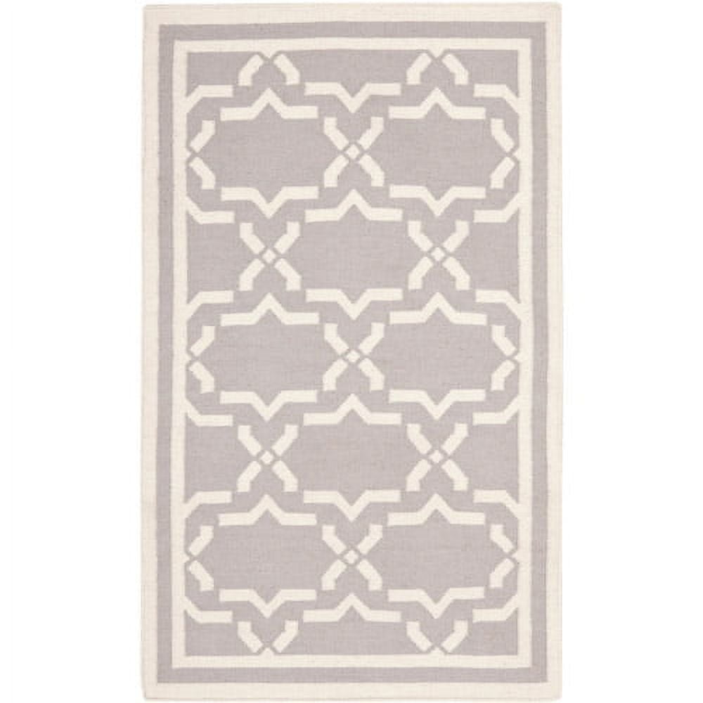 SAFAVIEH Dhurries Myles Geometric Area Rug, Grey/Ivory, 3' x 5 ...