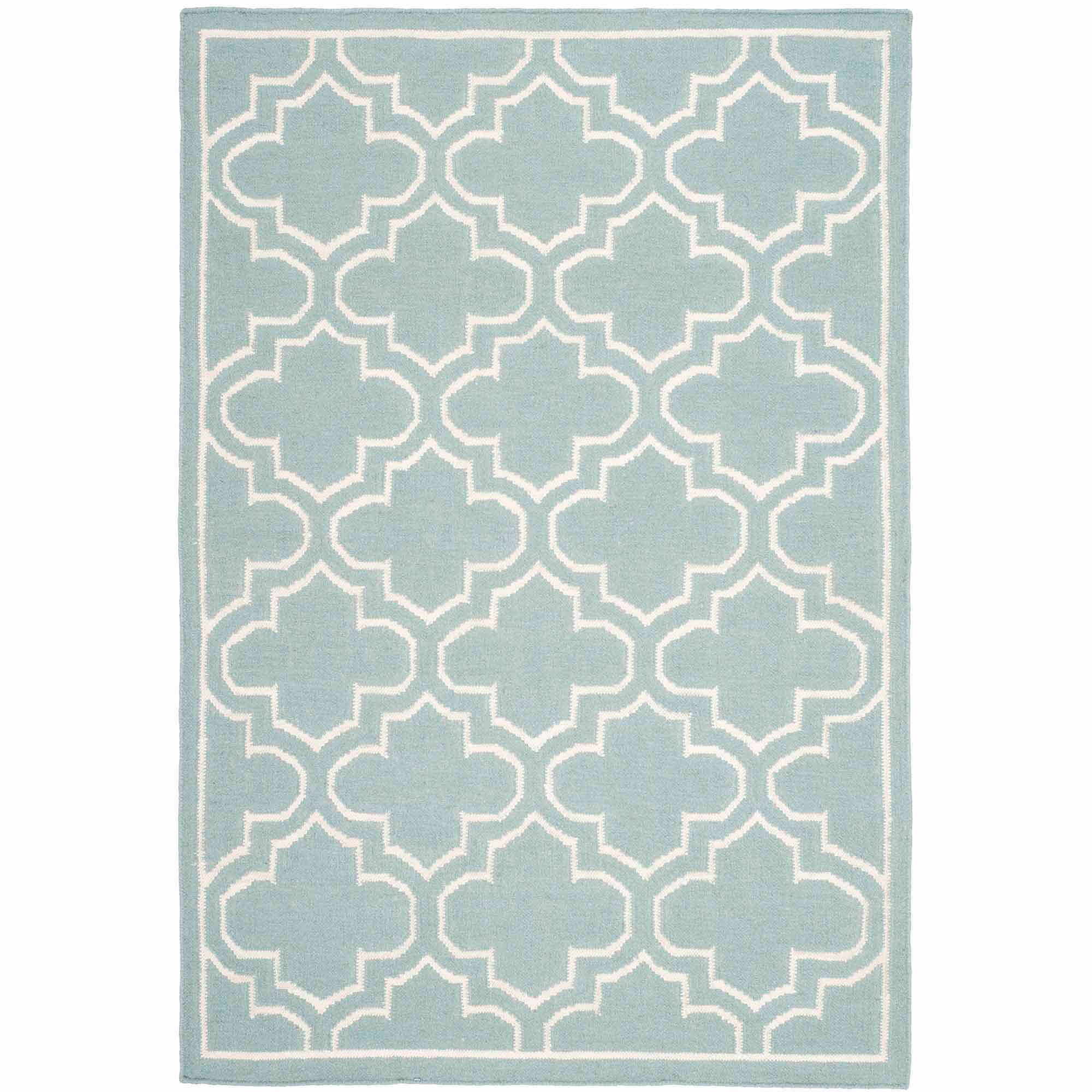 SAFAVIEH Dhurries Walter Geometric Area Rug, Blue/Ivory, 3' x 5 ...
