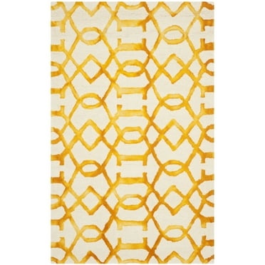SAFAVIEH Trace Burton Geometric Wool Area Rug, Ivory, 6' x 6' Square ...