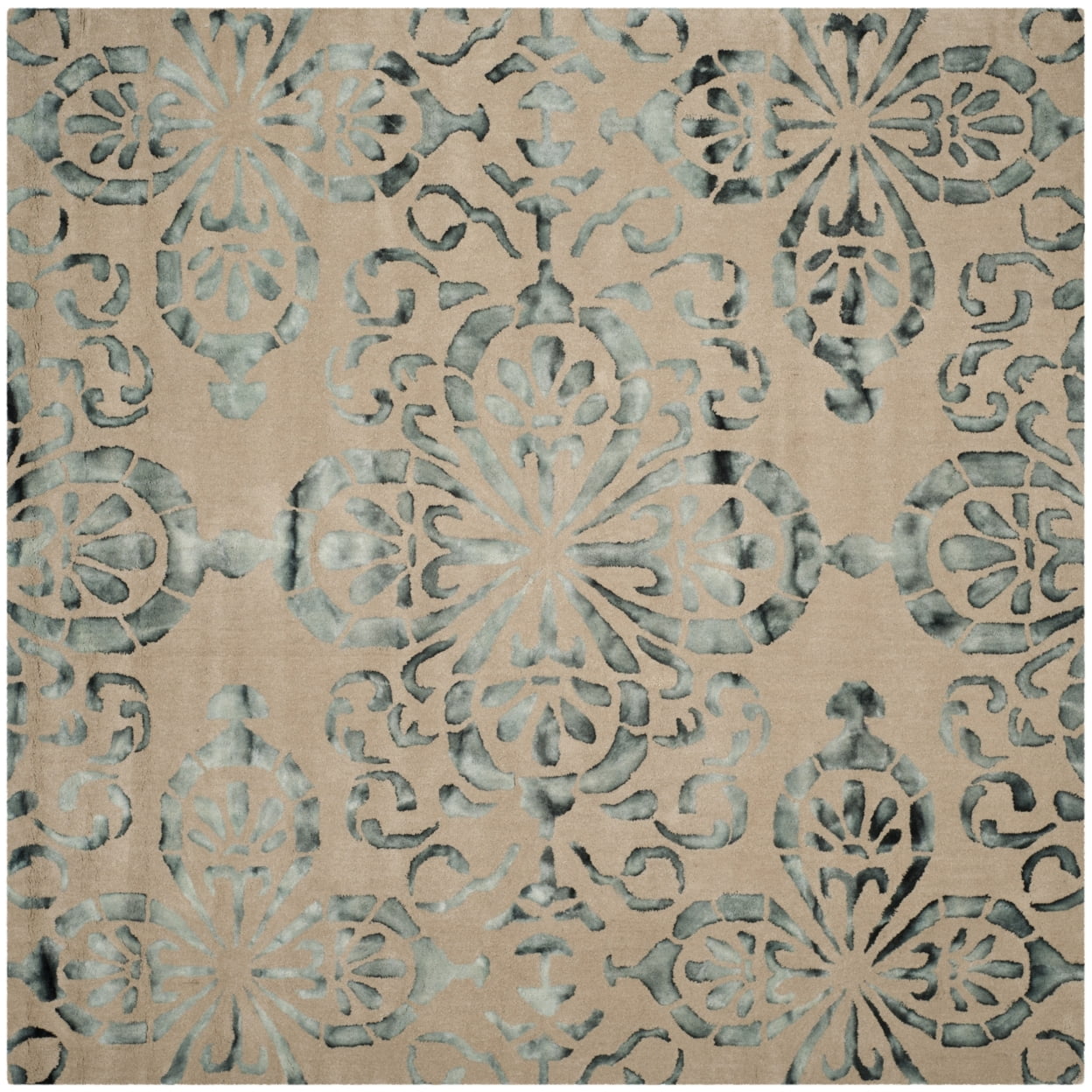 SAFAVIEH Dip Dye Beaumont Overdyed Floral Area Rug, Camel/Grey, 7' x 7 ...