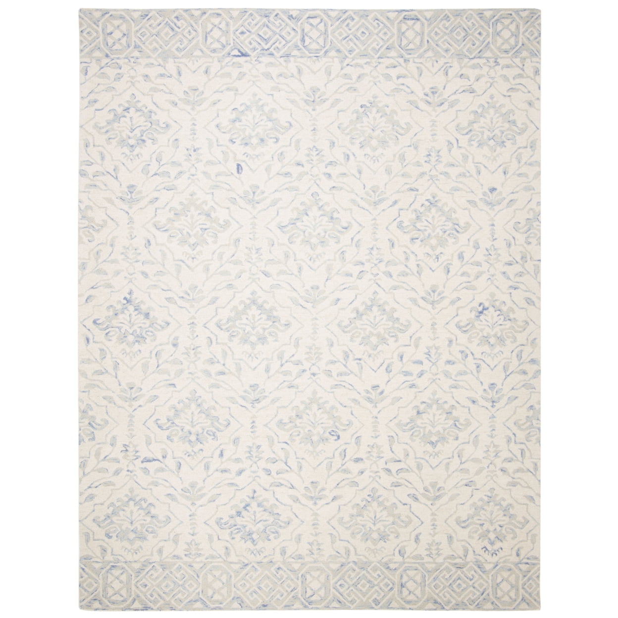 SAFAVIEH Dip Dye Beranadette Floral Wool Area Rug, Light Blue/Ivory, 8 ...
