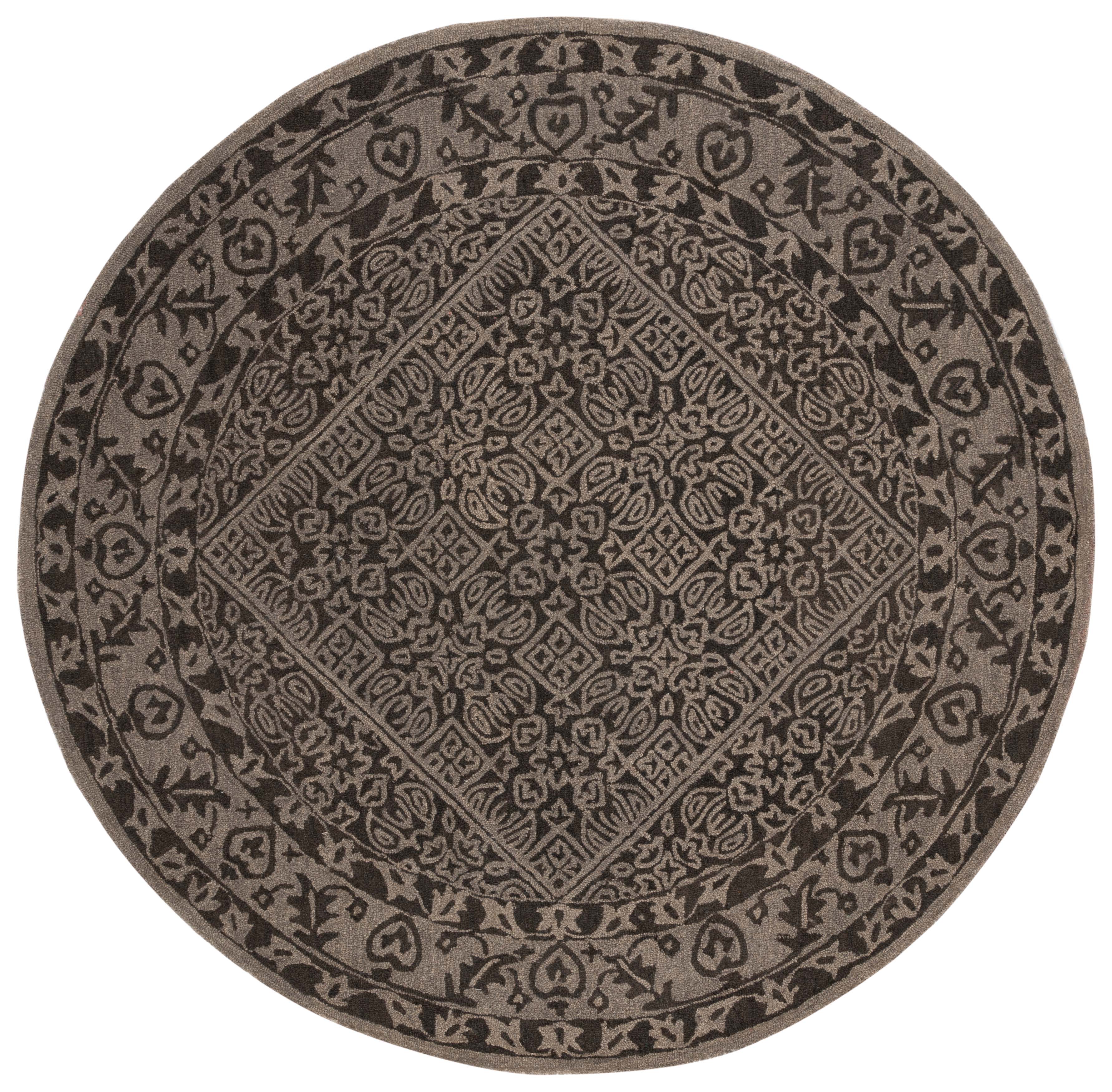 SAFAVIEH Dip Dye Felicia Floral Area Rug, Dark Grey, 9' x 9' Round ...