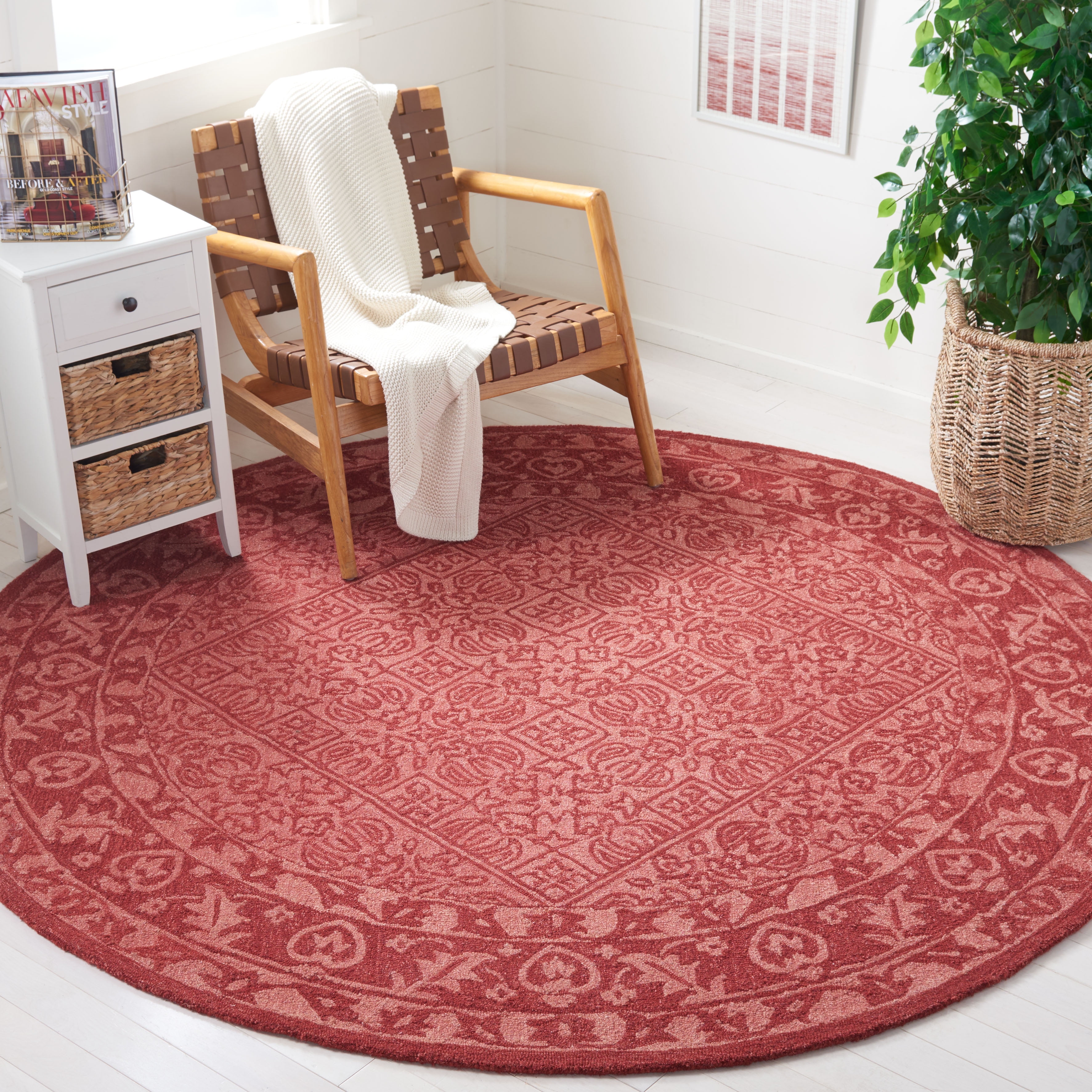 Safavieh Dip Dye Felicia Floral Area Rug, Red, 7' x 7' Round - Walmart.com
