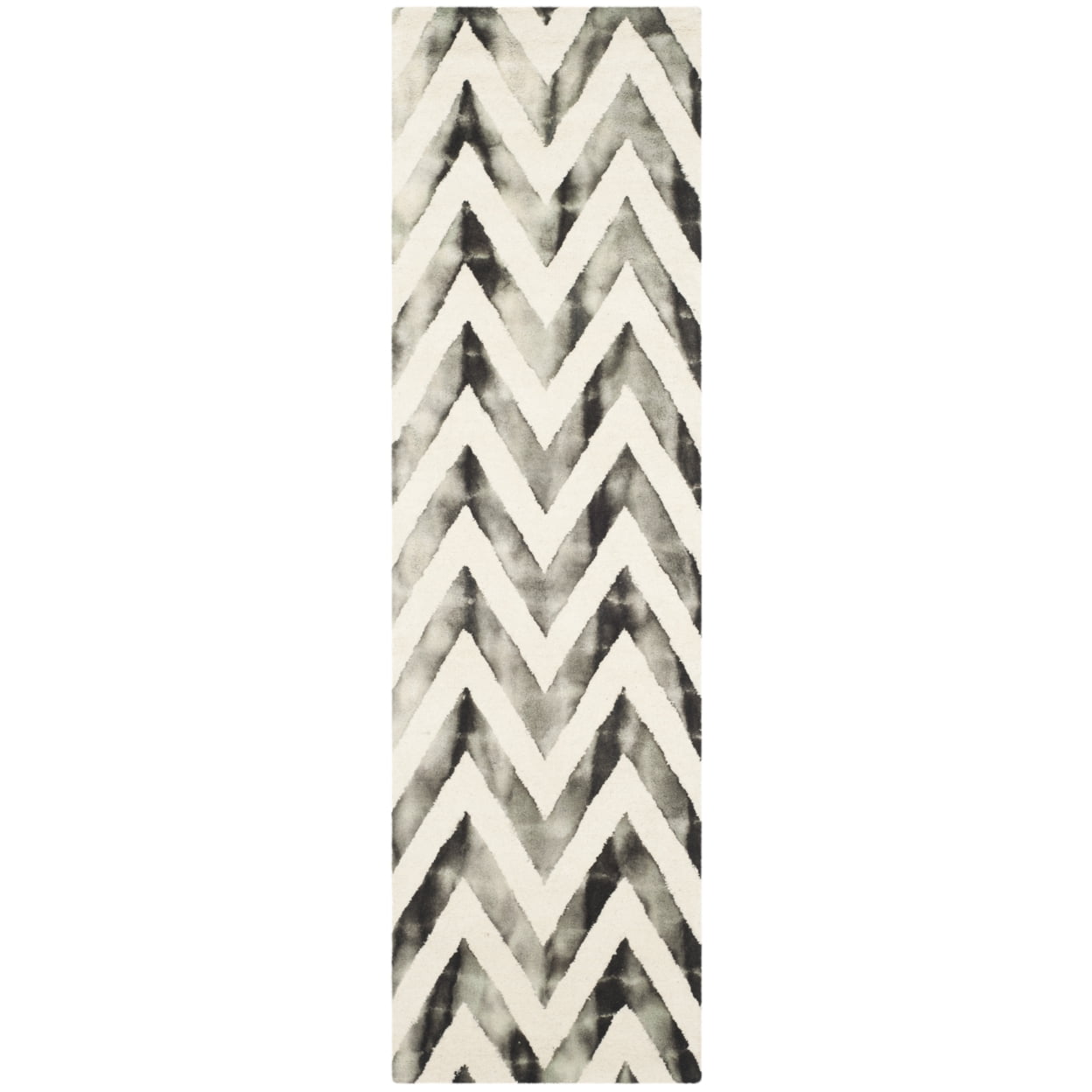 SAFAVIEH Dip Dye Lara Overdyed Chevron Runner Rug, Ivory/Charcoal, 2'3 ...
