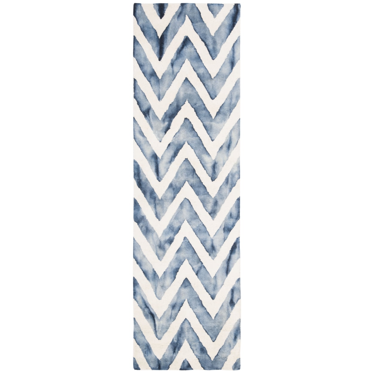 SAFAVIEH Dip Dye Lara Overdyed Chevron Runner Rug, Ivory/Navy, 2'3" x 8 ...