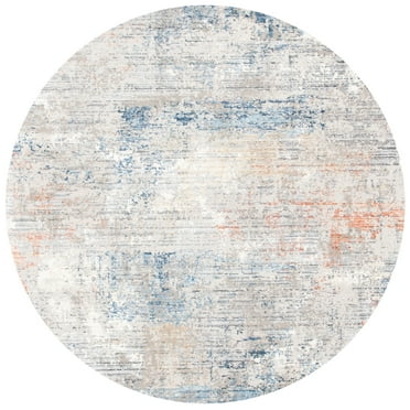 SAFAVIEH Hollywood Jennifer Abstract Area Rug, Grey/Teal, 9' x 9' Round ...