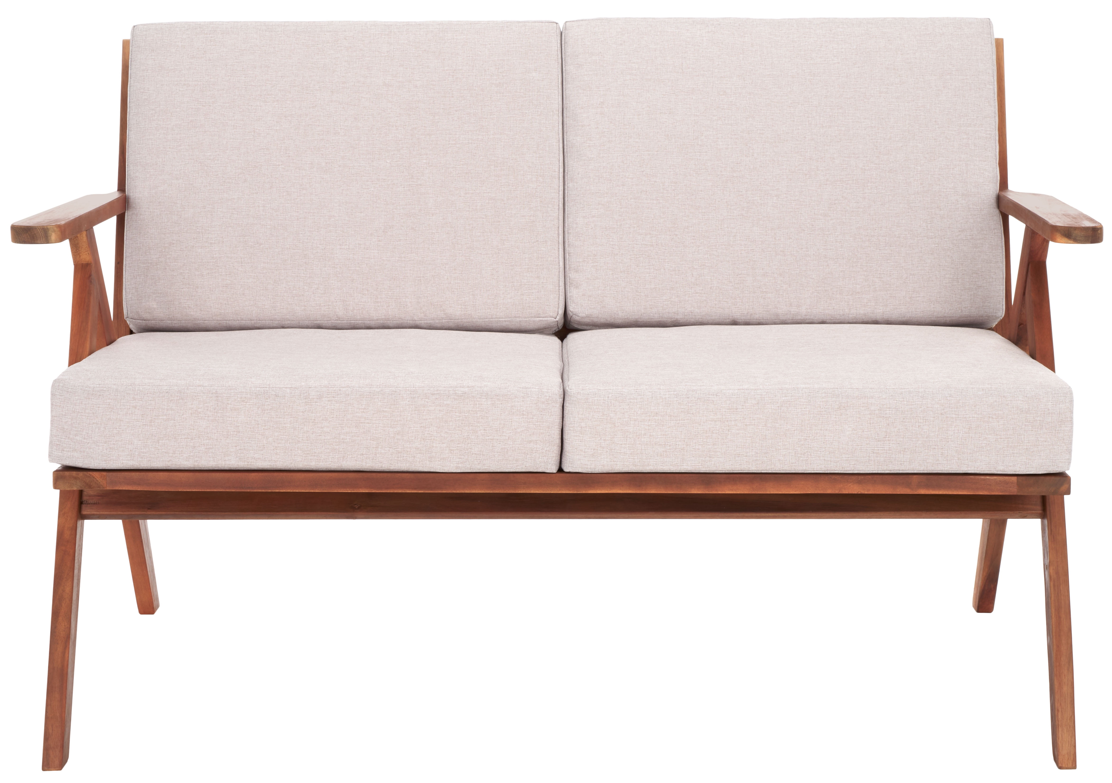 SAFAVIEH Dryad Mid Back Acacia Wood Outdoor Patio Bench, Natural/Light ...