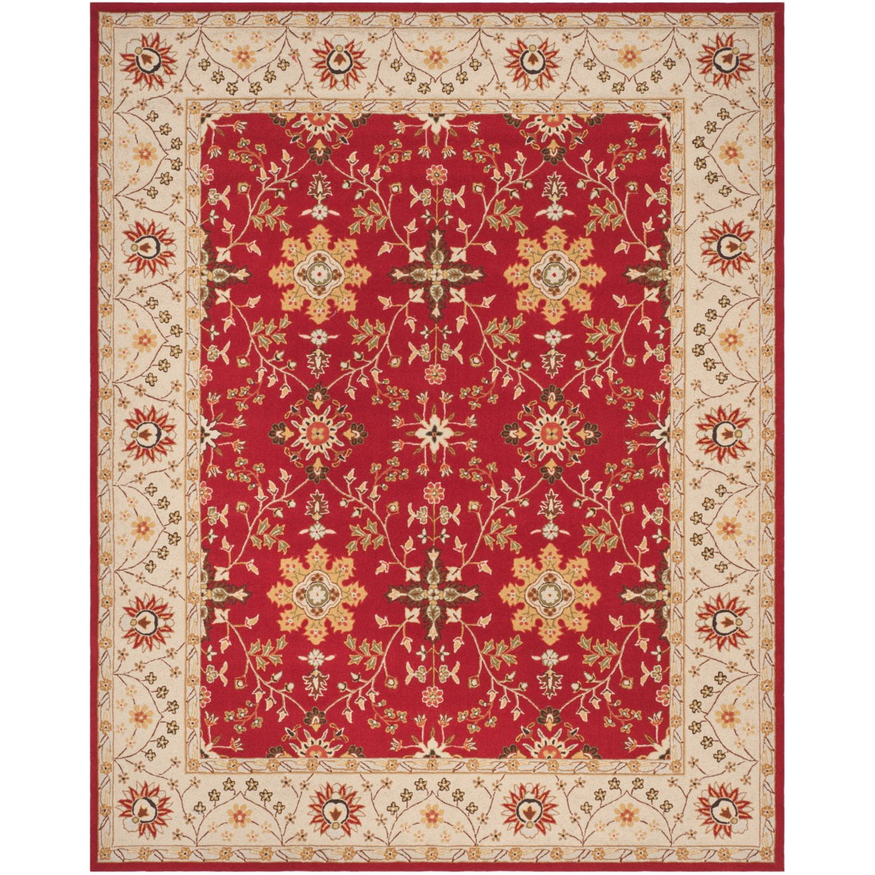 SAFAVIEH Easy Care Alban Oriental Area Rug, Red/Ivory, 3' x 5 ...