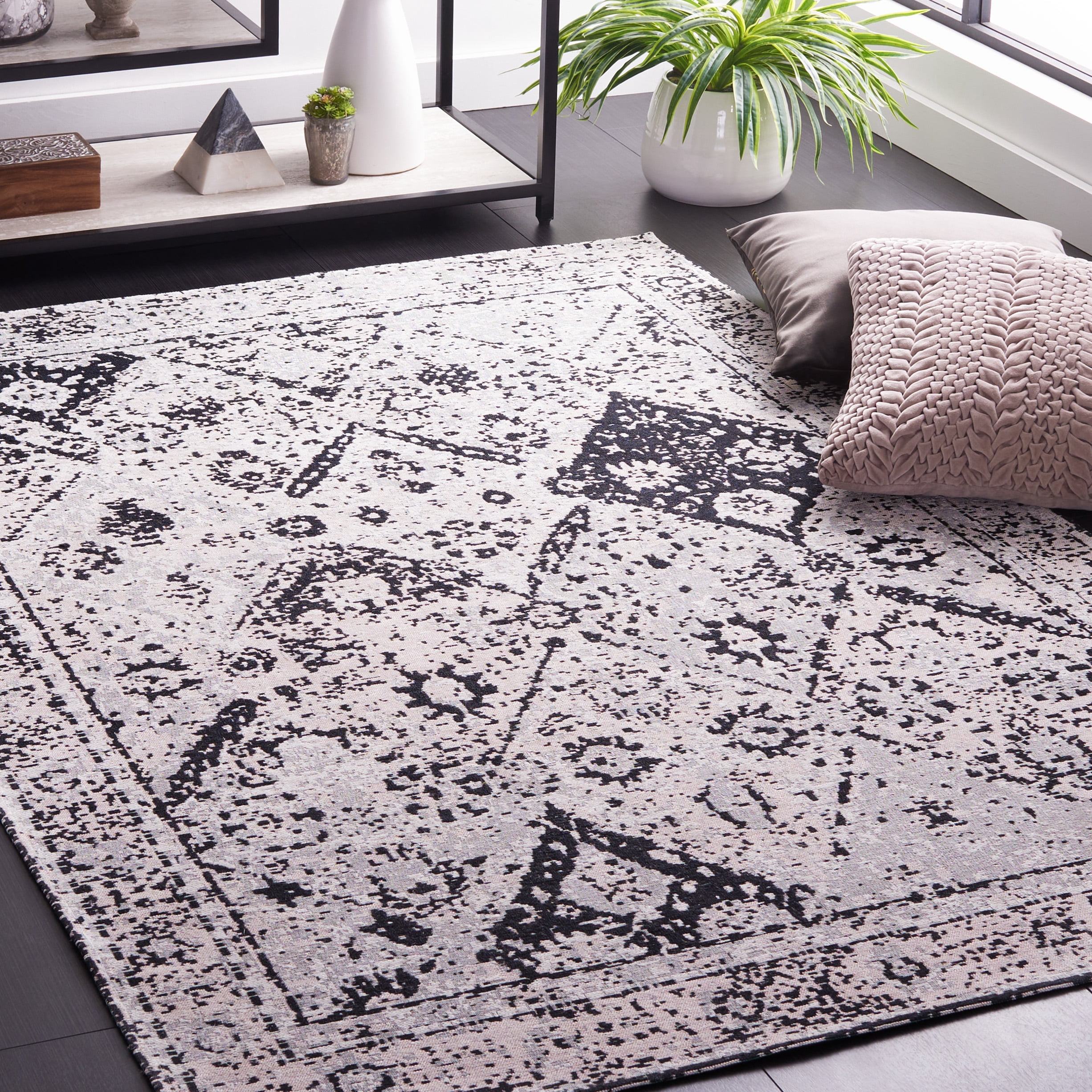 Safavieh Easy Care Deonne Oriental Machine Washable Area Rug, Pink/Gray ...