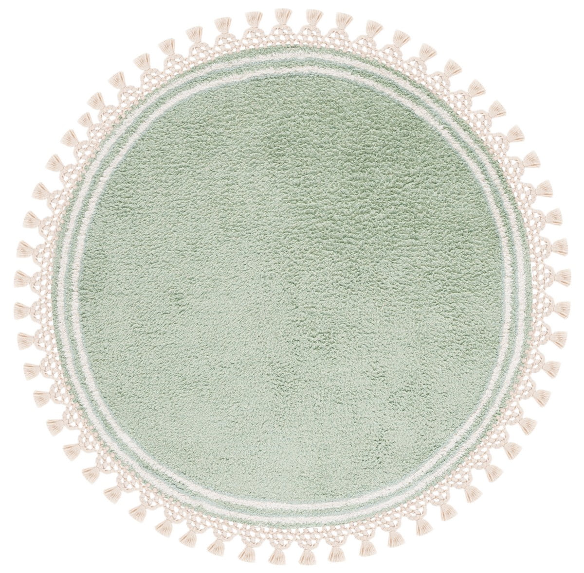 SAFAVIEH Easy Care Hepburn Solid Area Rug, 3' x 3' Round, Teal/Ivory ...