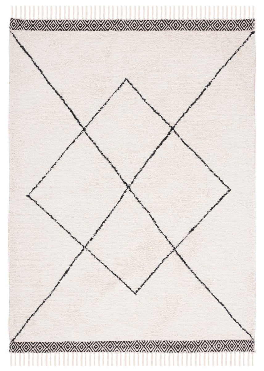 SAFAVIEH Easy Care Myrtle Cross Area Rug, 3' x 5', Ivory/Black ...