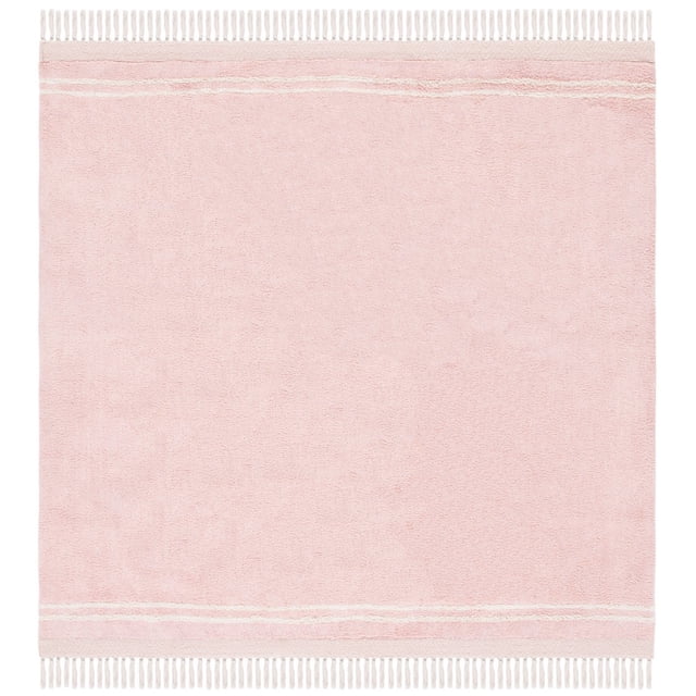 SAFAVIEH Easy Care Tahnee Solid Area Rug, 6' x 6' Square, Pink/Ivory ...
