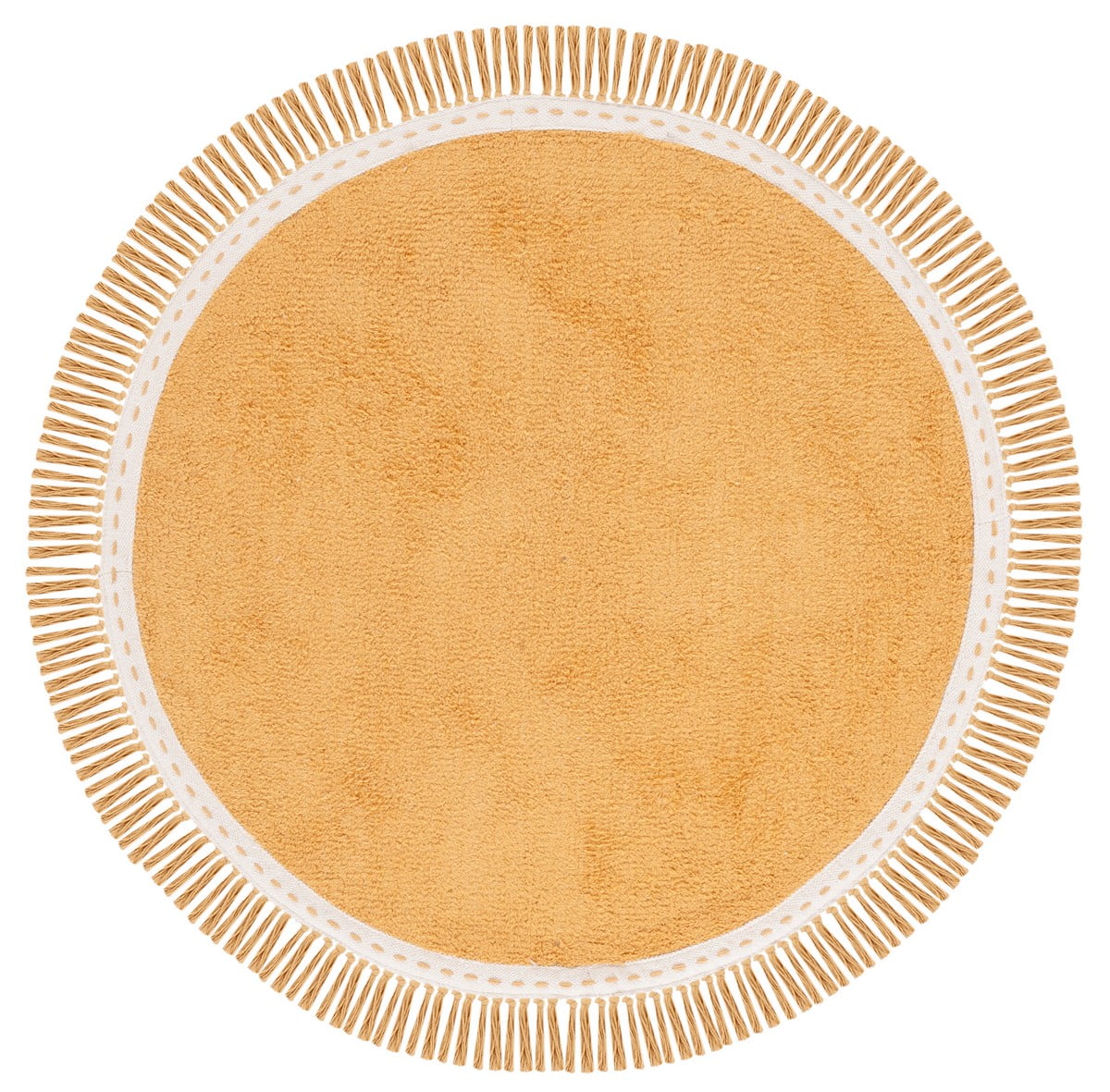 SAFAVIEH Easy Care Willard Solid Area Rug, 3' x 3' Round, Yellow/Ivory ...