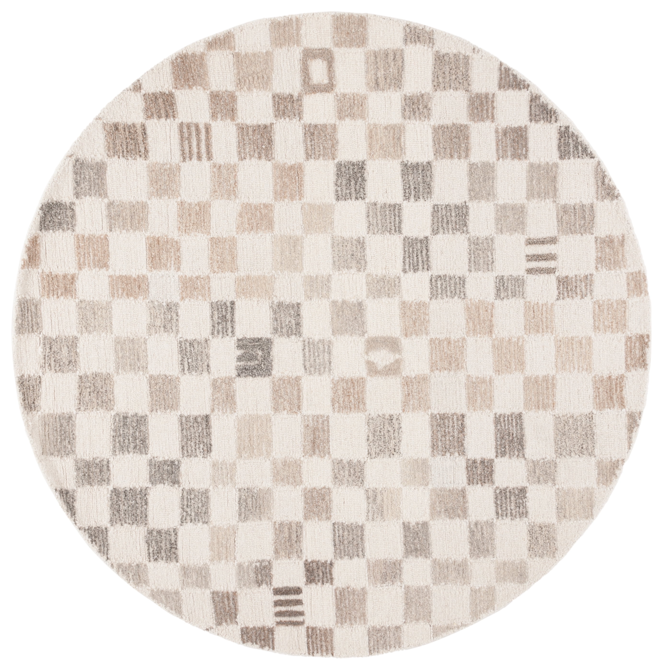 SAFAVIEH Ebony Hank Checkered Area Rug, Natural/Beige, 6' x 6' Round ...