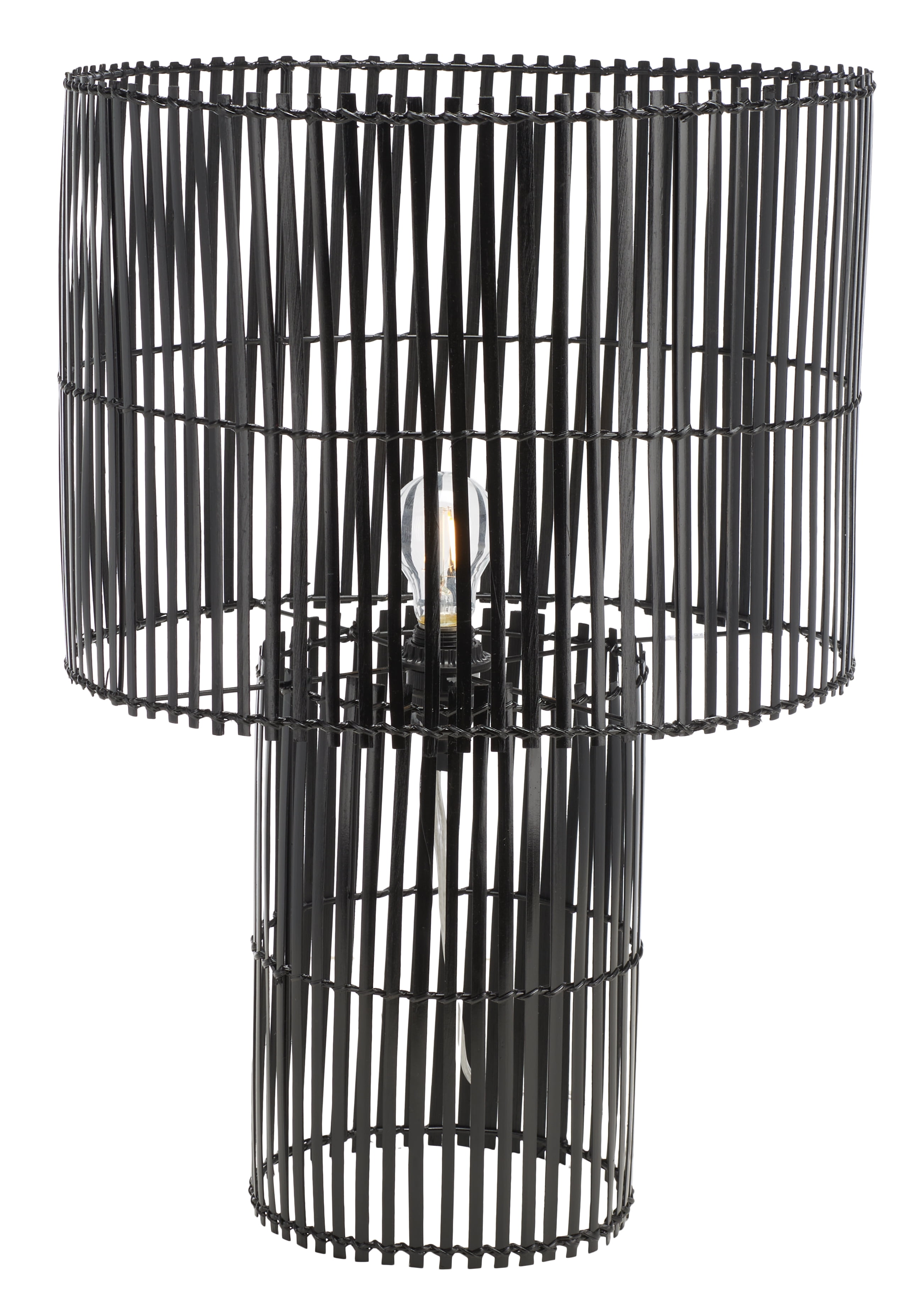 SAFAVIEH Elara 25 in. Coastal Black Rattan Table Lamp with Black Shade ...