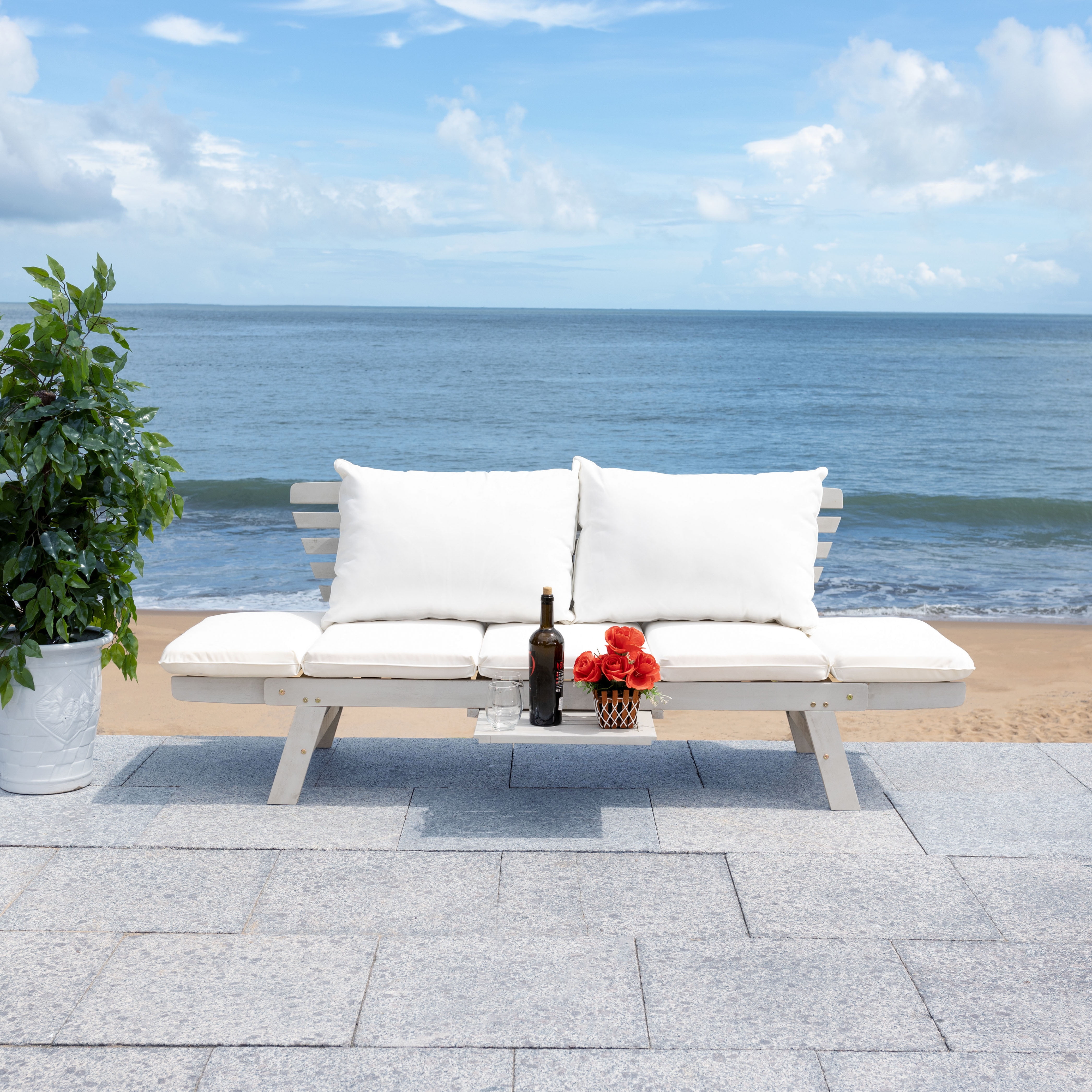 Free Shipping! SAFAVIEH Emely Outdoor Patio Daybed, Grey/Beige ...