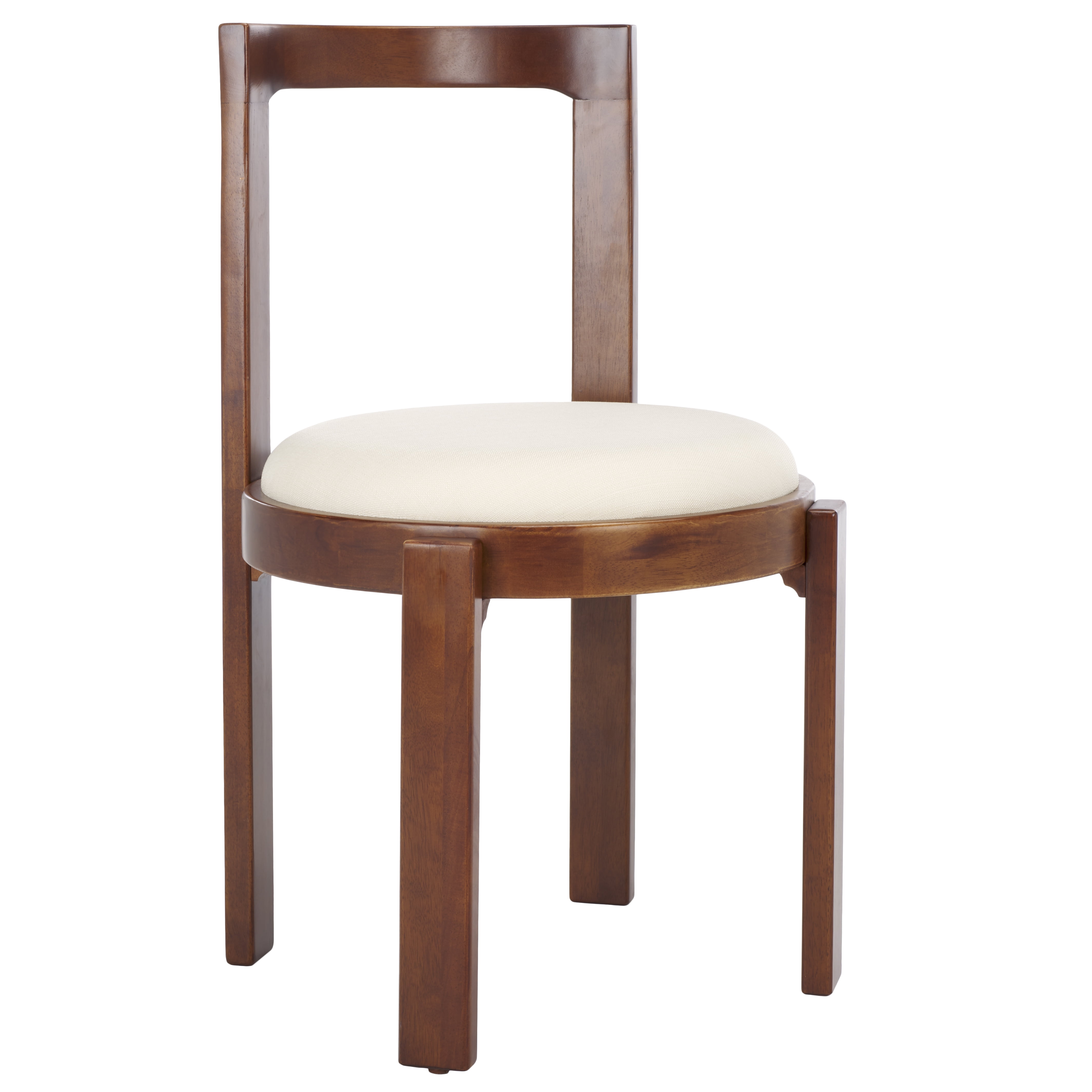 SAFAVIEH Estes Modern Round Dining Chair, Walnut/White (19.7 in. W x 20 ...