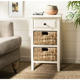 Safavieh, Side Table, with Drawer and Two Baskets, Distressed White ...