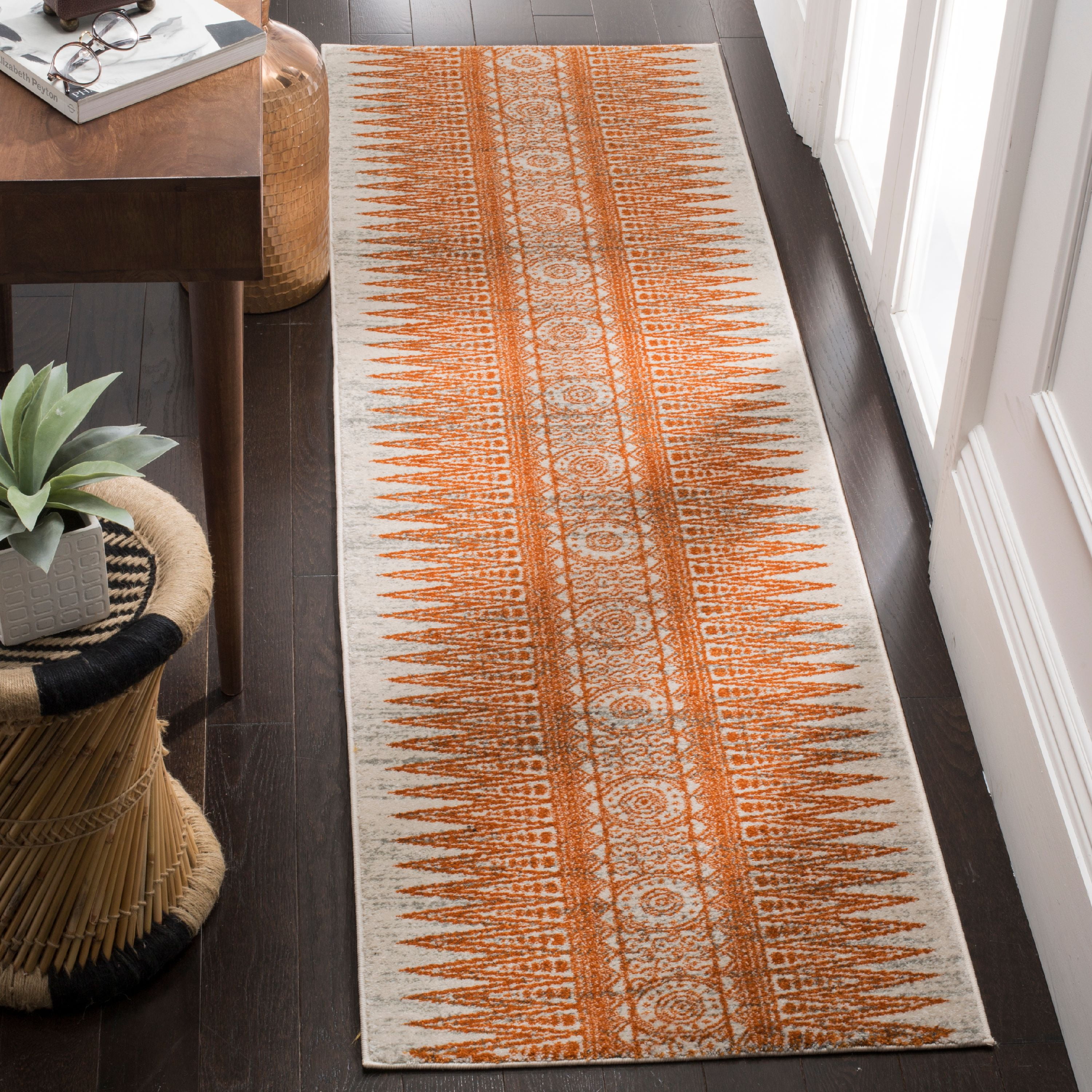 SAFAVIEH Evoke Keisha Abstract Aztec Runner Rug, Ivory/Orange, 2'2" x ...