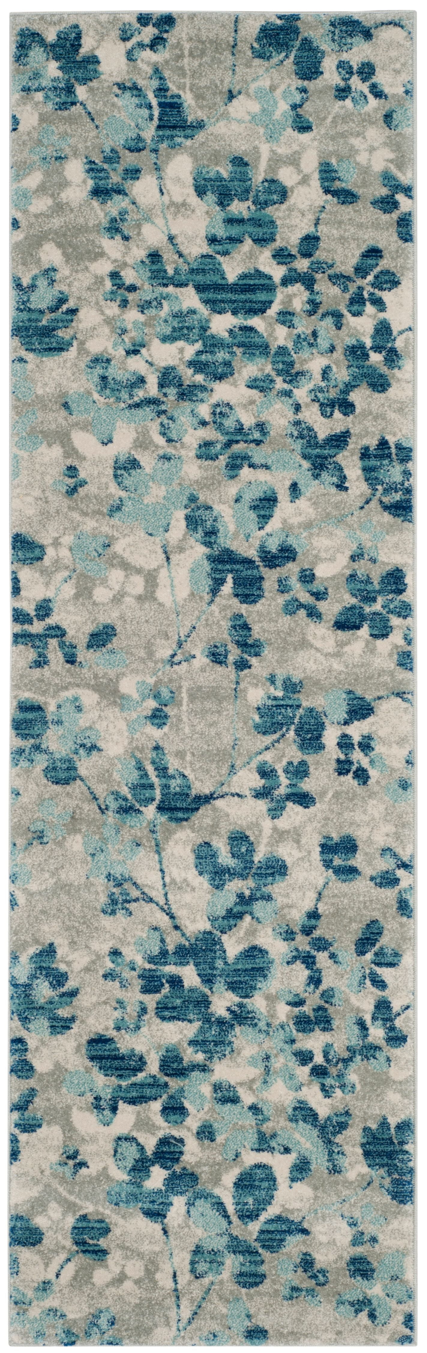 SAFAVIEH Evoke Pavel Floral Flowers Runner Rug, Grey/Light Blue, 2'2" x ...