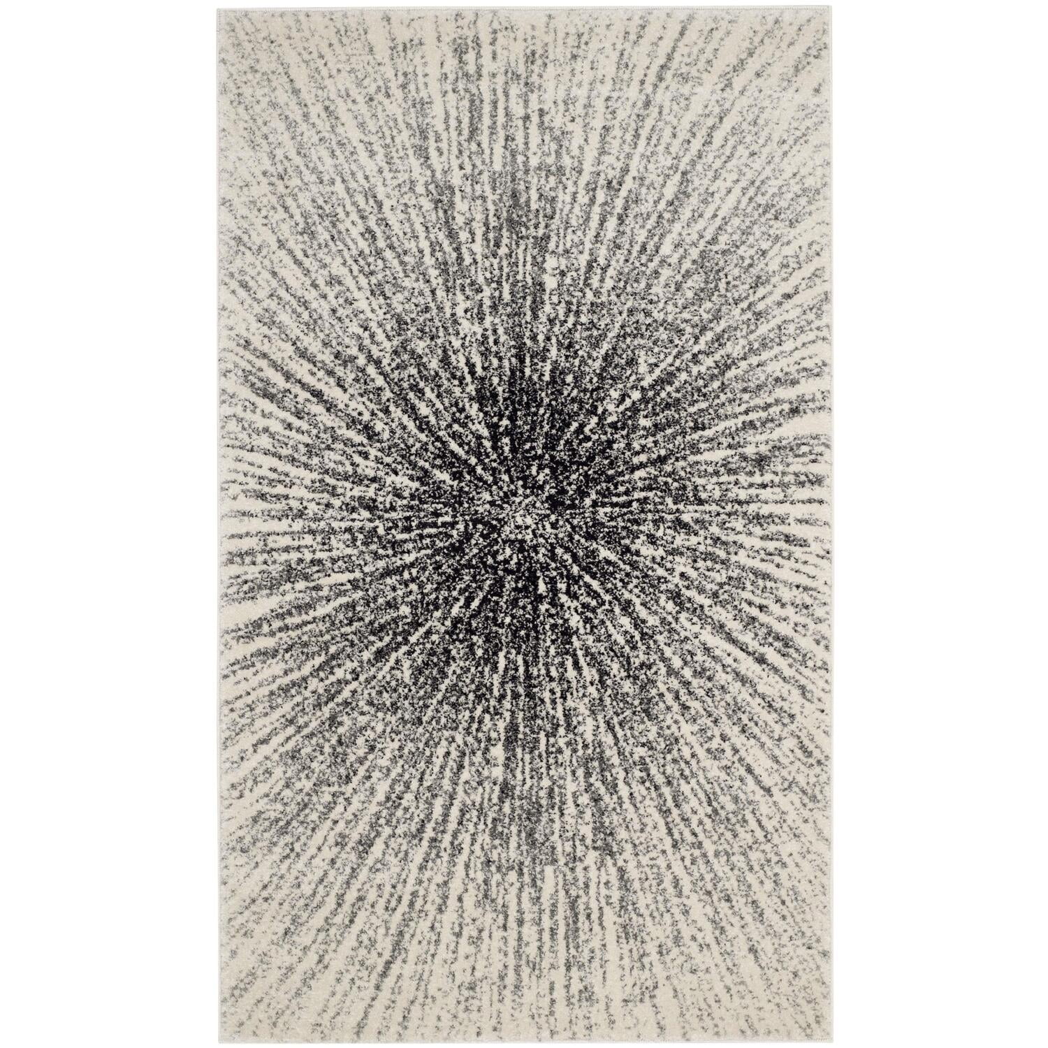 SAFAVIEH Evoke Vana Abstract Sunburst Area Rug, Black/Ivory, 3' x 5 ...