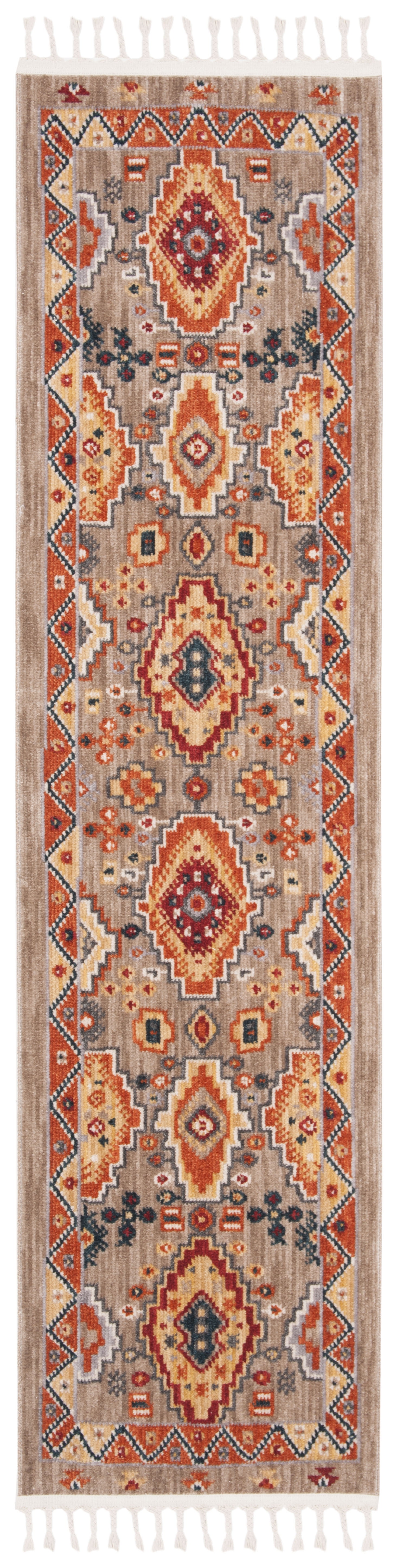 SAFAVIEH Farmhouse Angel Southwestern Runner Rug, Taupe/Orange, 2'1" x ...