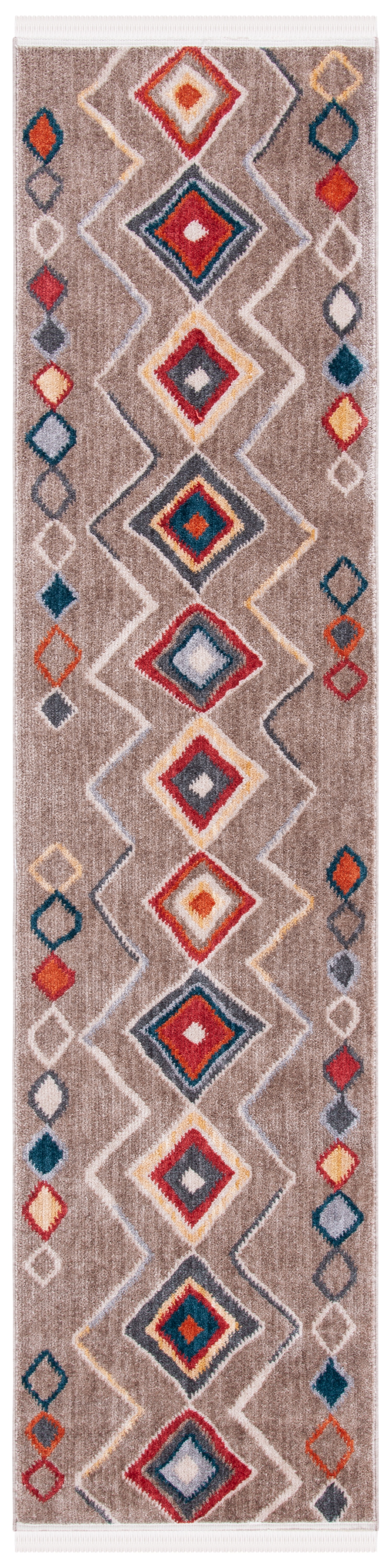 SAFAVIEH Farmhouse Beulah Tribal Polyester Runner Rug, Beige/Gold, 2'2 ...