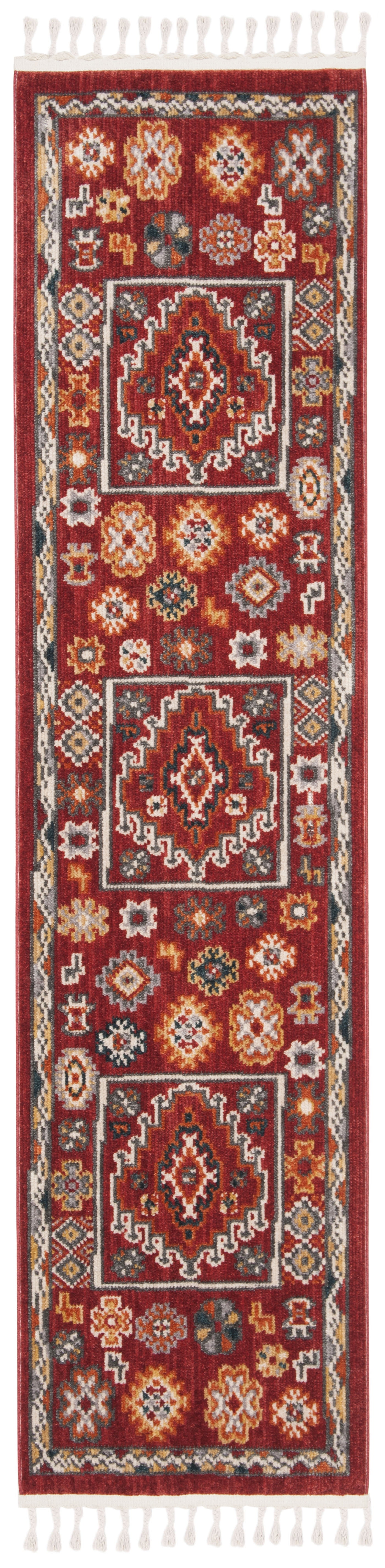 SAFAVIEH Farmhouse Bloom Southwestern Runner Rug, Red/Ivory, 2'1" x 12 ...