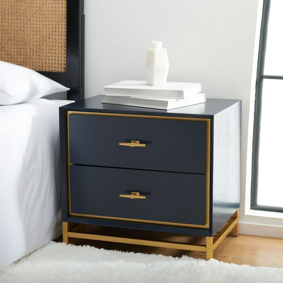 SAFAVIEH Fenno Glam 2 Drawer Nightstand, Dark Teal/Brass - Walmart.com