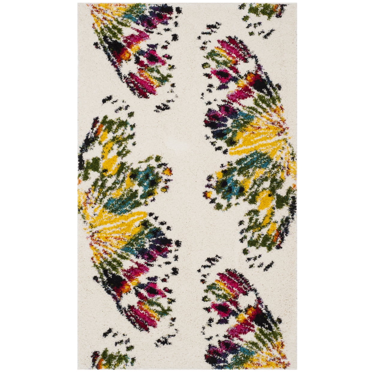 SAFAVIEH Fiesta Augustin Floral Shag Area Rug, Cream/Multi, 3' x 5 ...