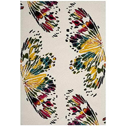 SAFAVIEH Fiesta Augustin Floral Shag Area Rug, Cream/Multi, 5'1" x 7'6 ...