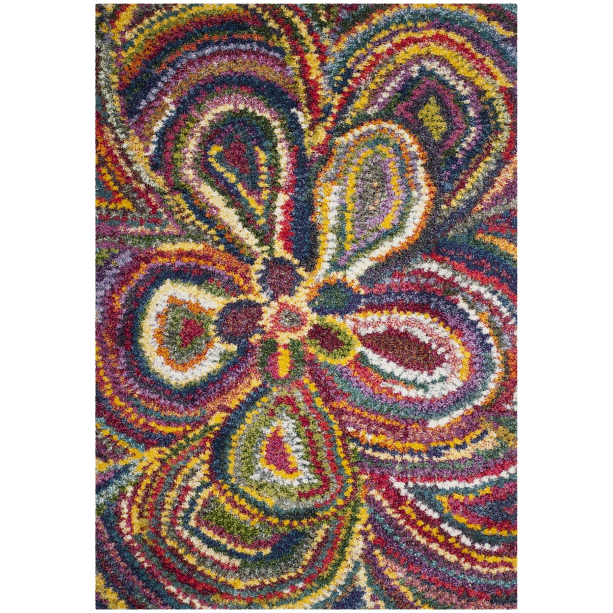 SAFAVIEH Fiesta Ronald Floral Shag Area Rug, Multi, 5'1" x 7'6 ...