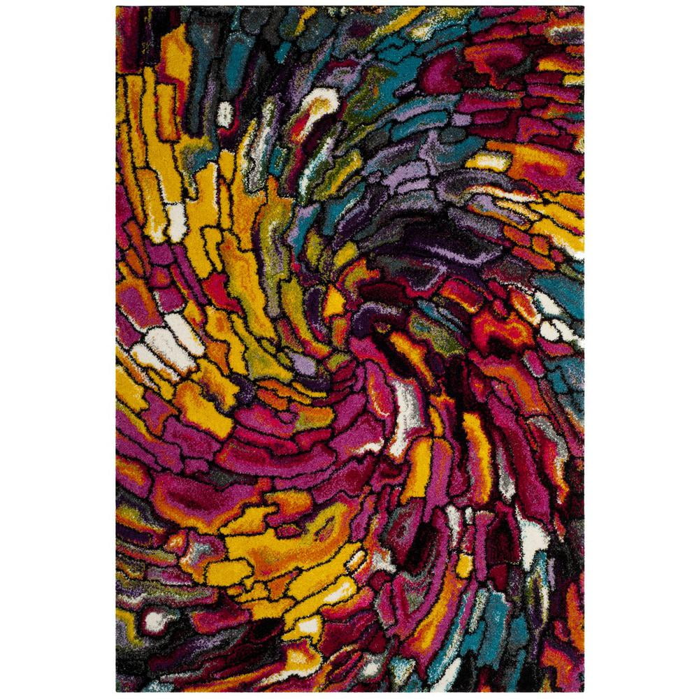 SAFAVIEH Fiesta Stamen Abstract Shag Area Rug, Multi, 5'1" x 7'6 ...