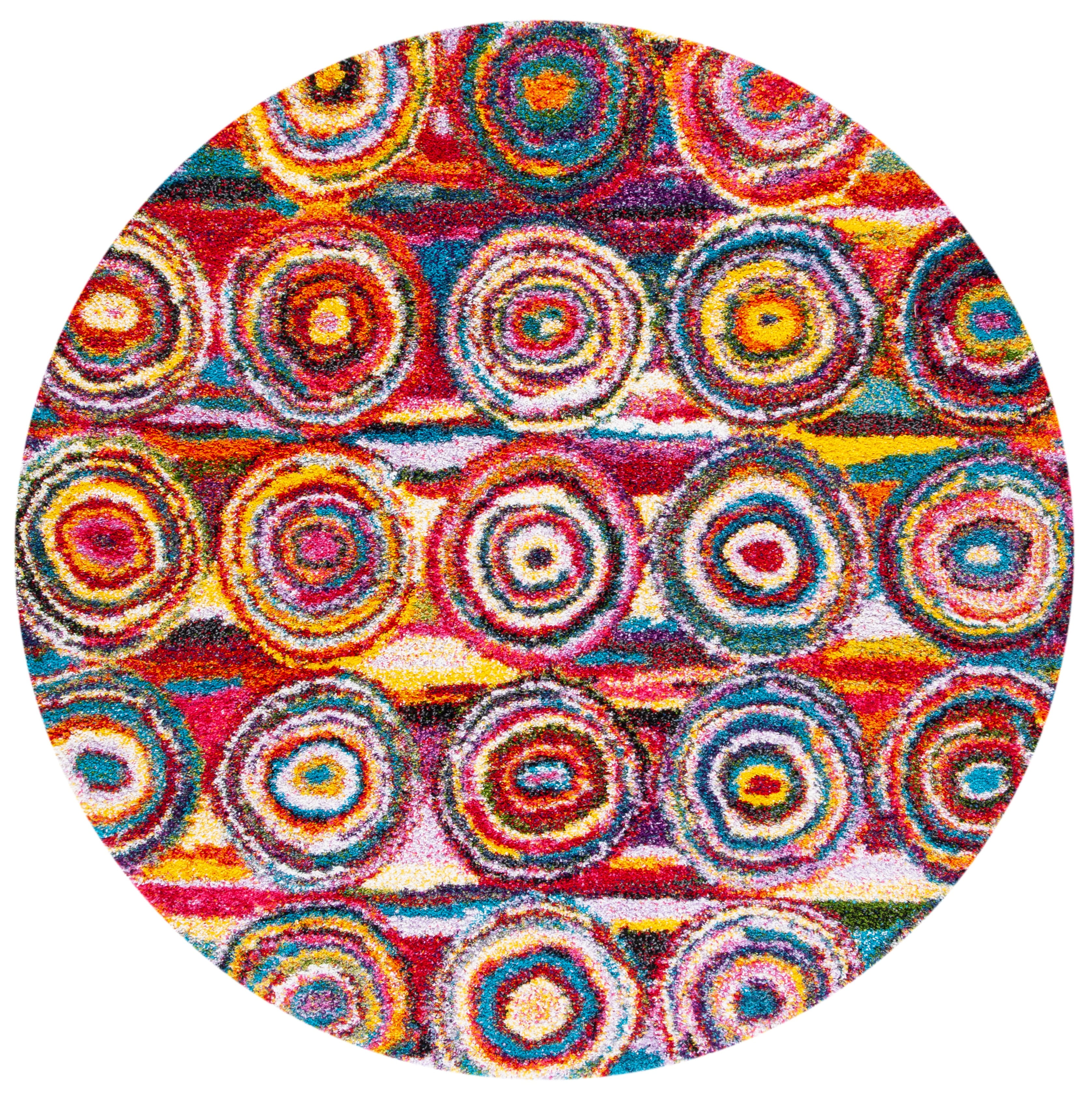SAFAVIEH Fiesta Winchester Geometric Shag Area Rug, Multi, 6'7" x 6'7 ...