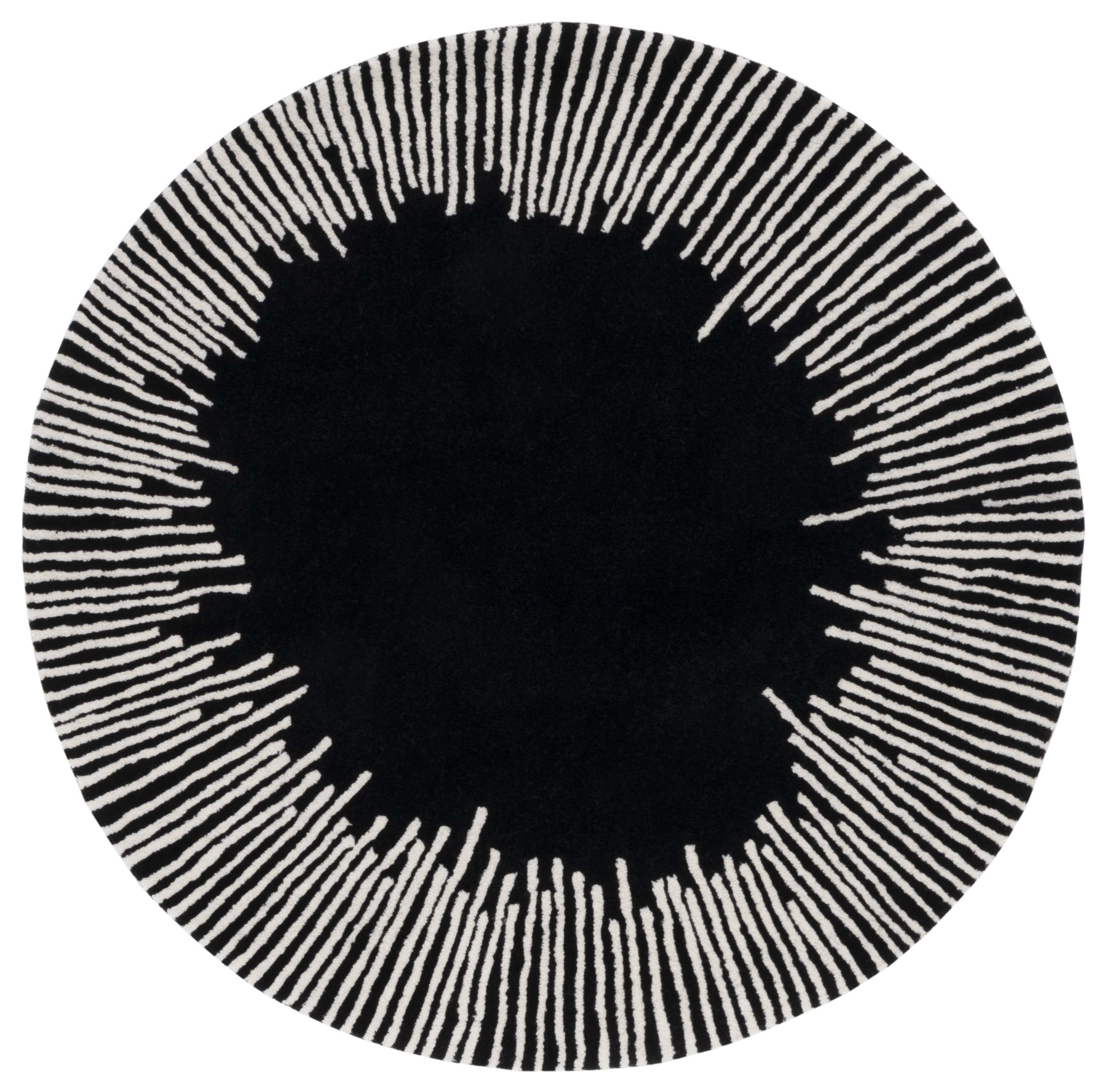 SAFAVIEH Fifth Avenue Declan Abstract Area Rug, Black/Ivory, 5' x 5 ...