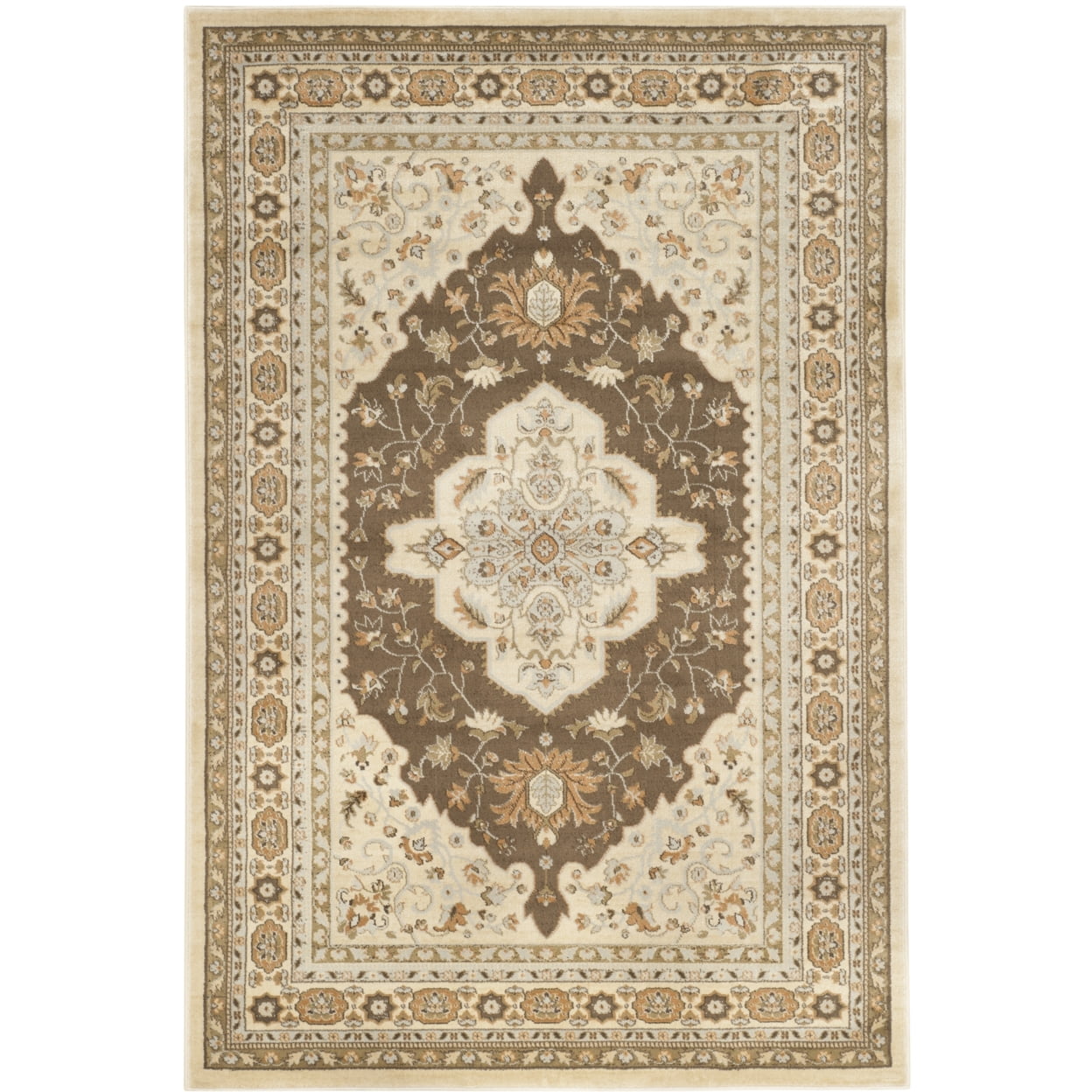 SAFAVIEH Florenteen Eden Traditional Area Rug, Ivory/Brown, 5'1" x 7'7 ...