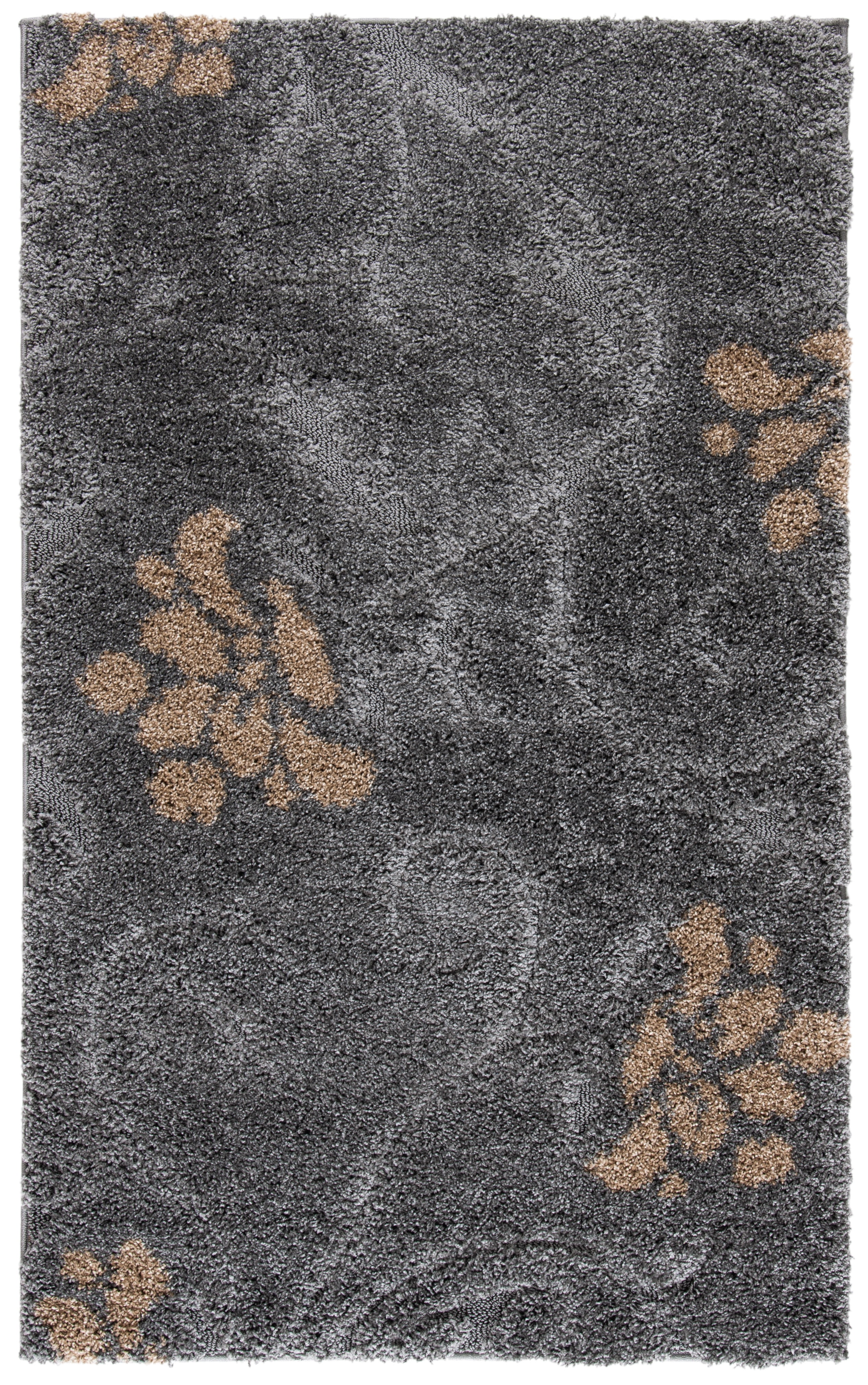 SAFAVIEH Florida Davin Floral Shag Area Rug, Grey/Beige, 4' x 6 ...