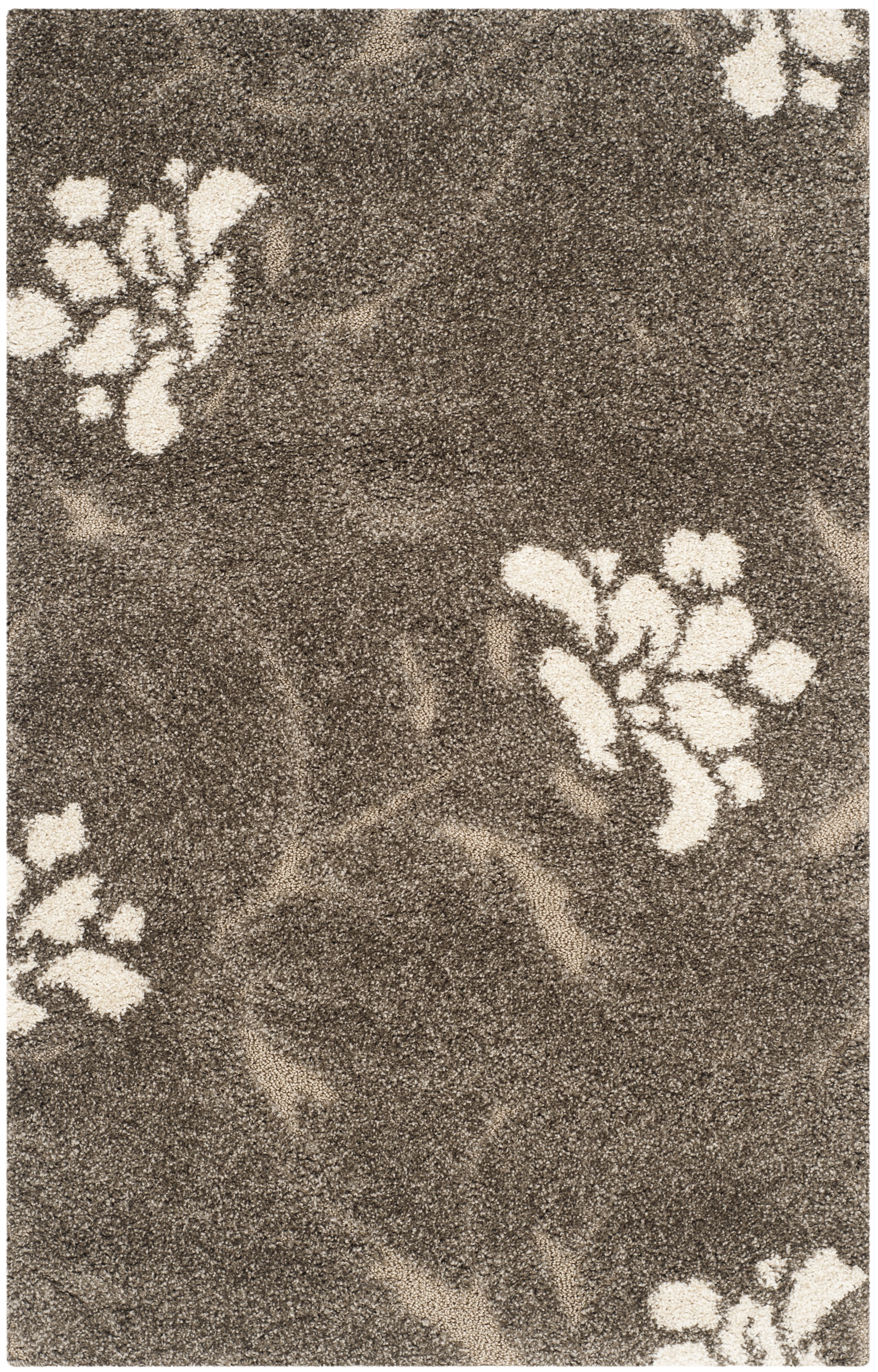 SAFAVIEH Florida Davin Floral Shag Area Rug, Smoke/Beige, 4' x 6 ...