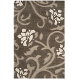 SAFAVIEH Florida Davin Floral Shag Area Rug, Smoke/Beige, 5'3" x 7'6 ...