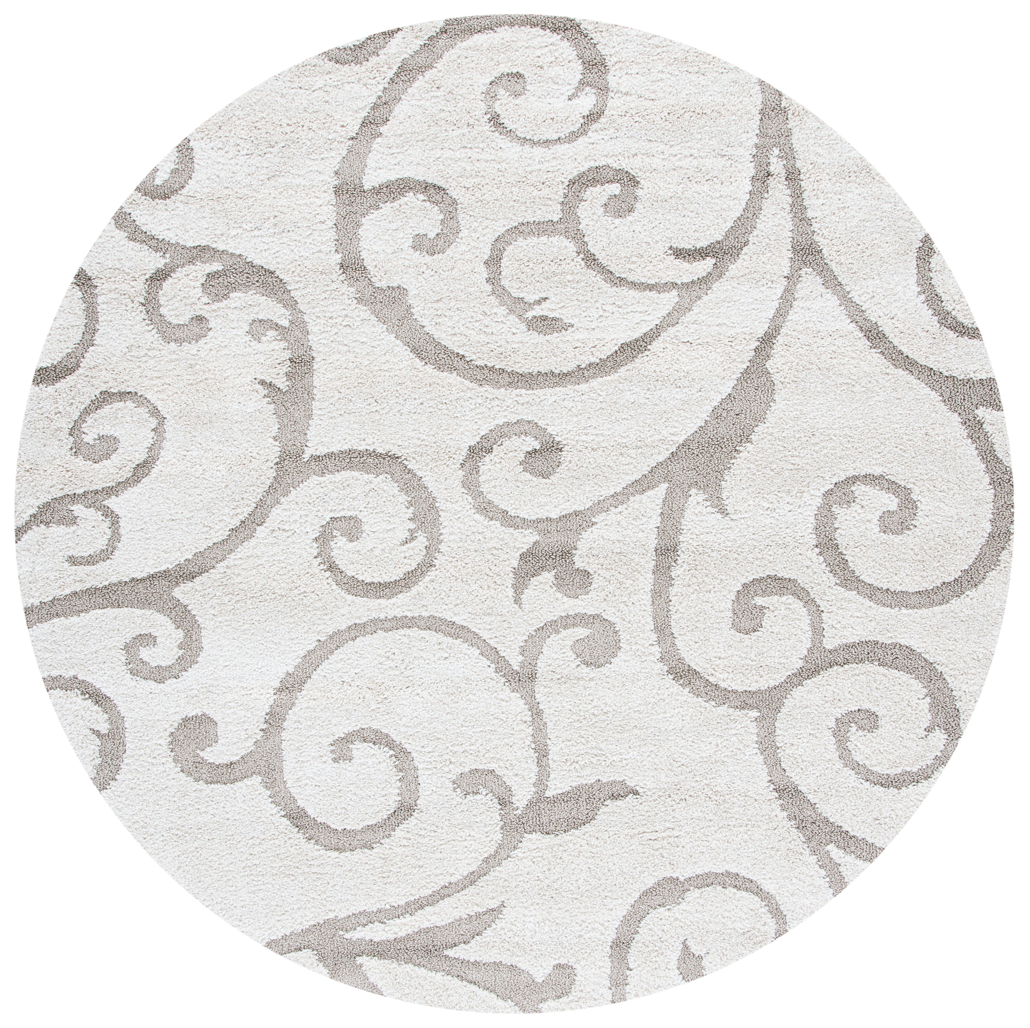SAFAVIEH Florida Doug Floral Vines Geometric Shag Area Rug, Ivory/Beige ...