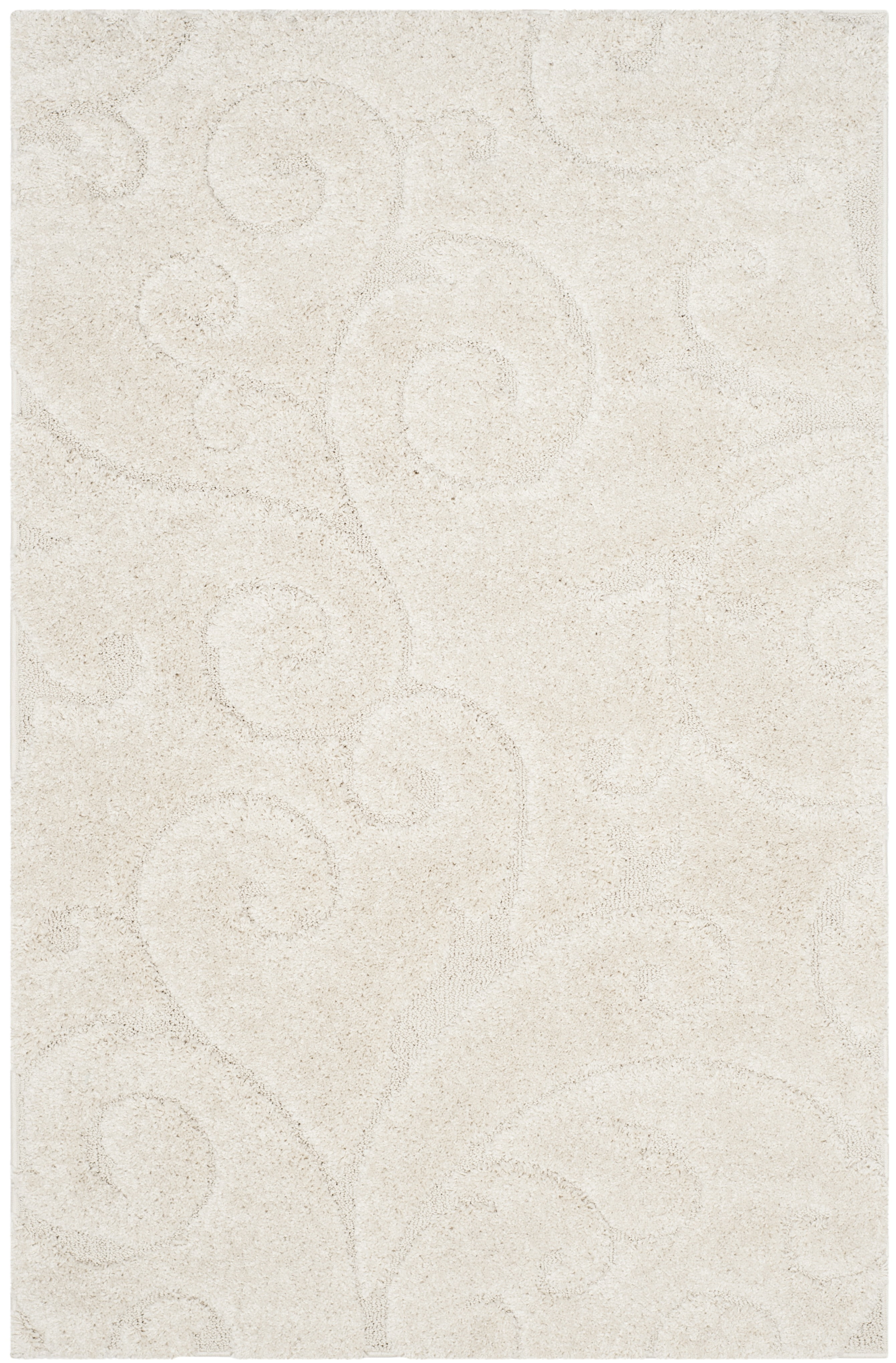 SAFAVIEH Florida Doug Floral Vines Geometric Shag Area Rug, Creme, 4' x ...