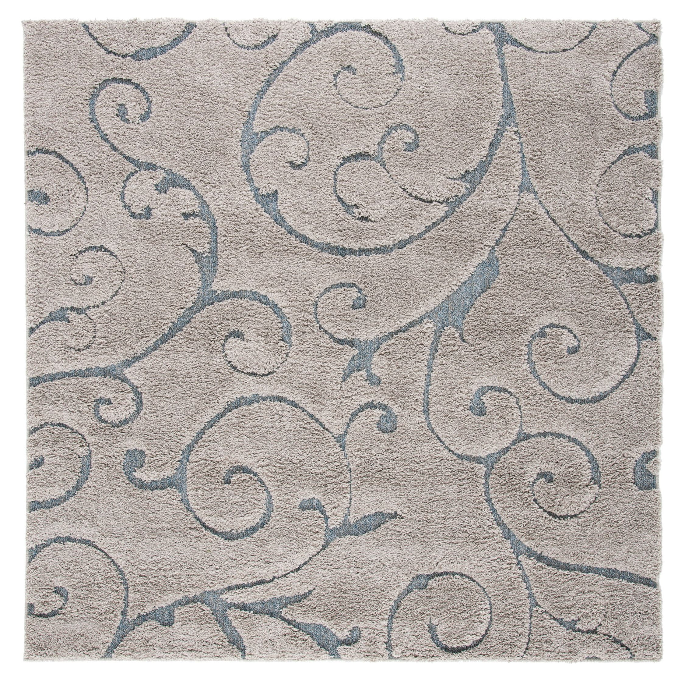 SAFAVIEH Florida Doug Floral Vines Shag Area Rug, Grey/Light Blue, 9' x ...