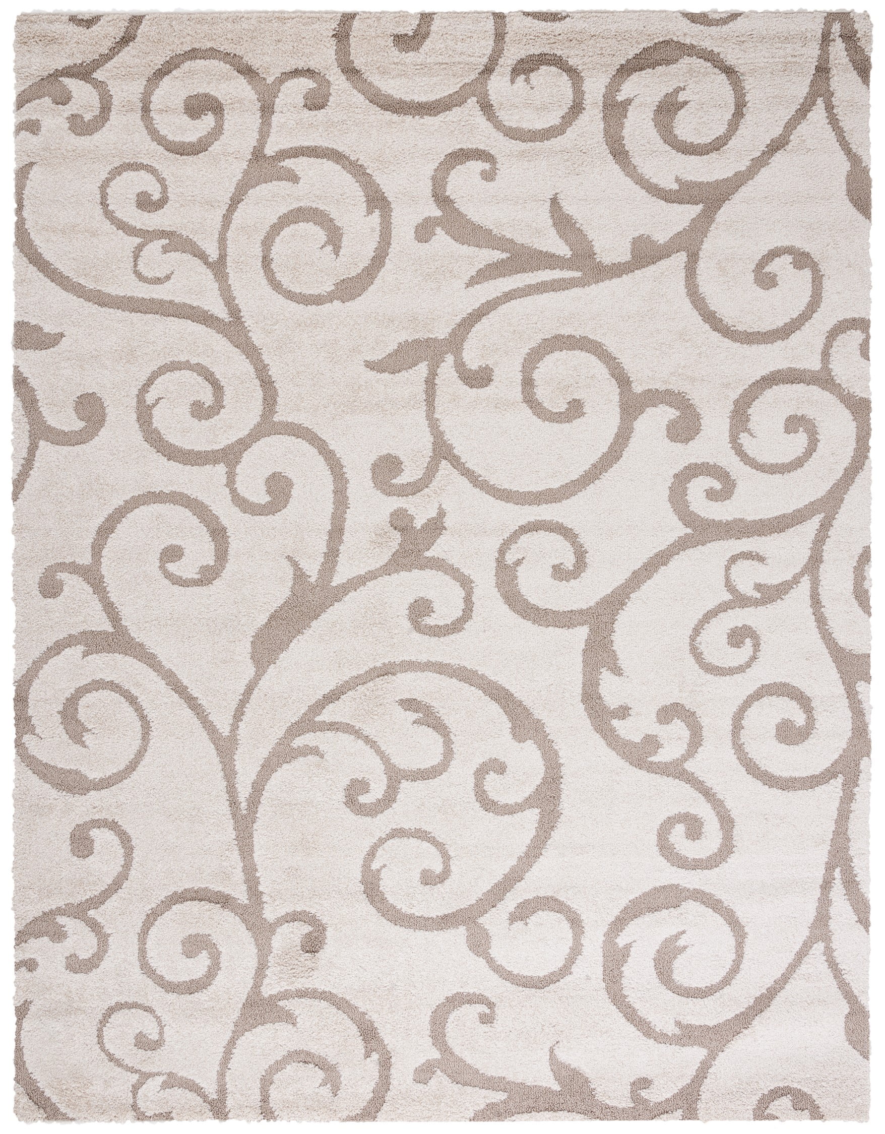 SAFAVIEH Florida Doug Floral Vines Shag Area Rug, Ivory/Beige, 8' x 10 ...